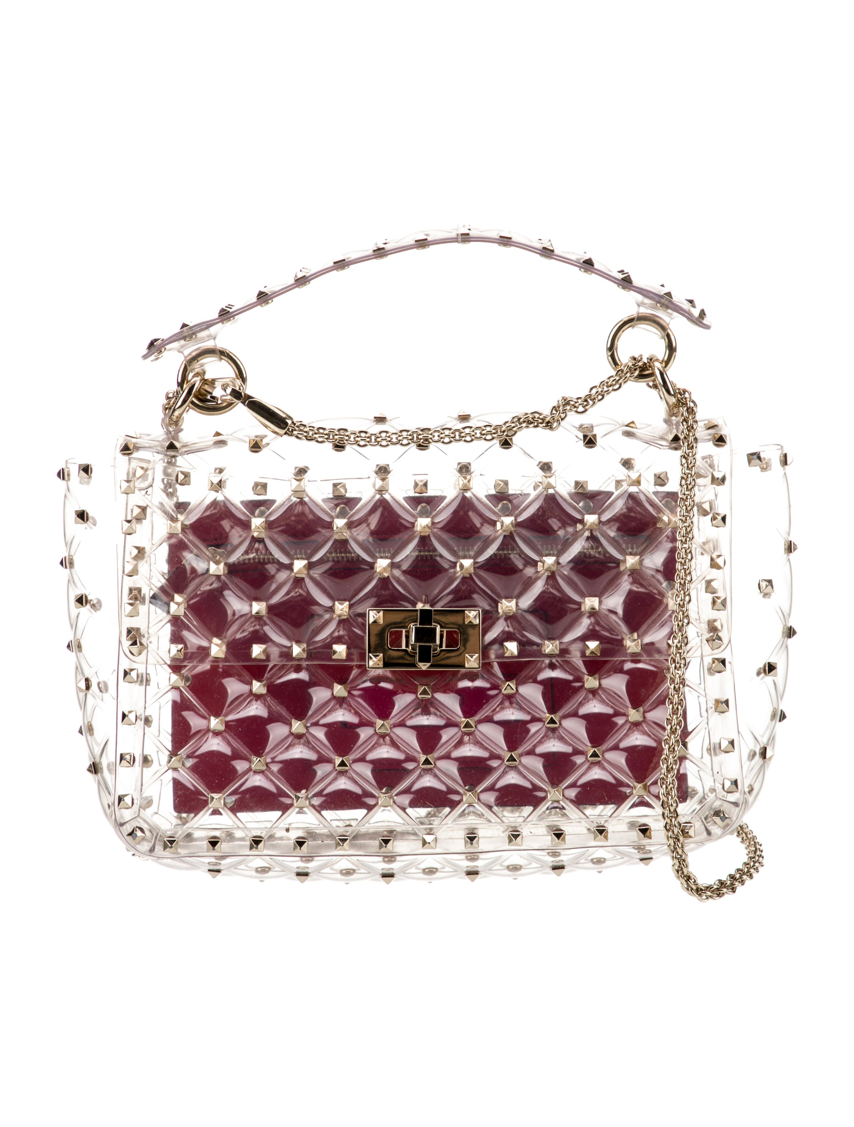 Valentino Rockstud Spike PVC Shoulder Bag - Clear Shoulder Bags ...