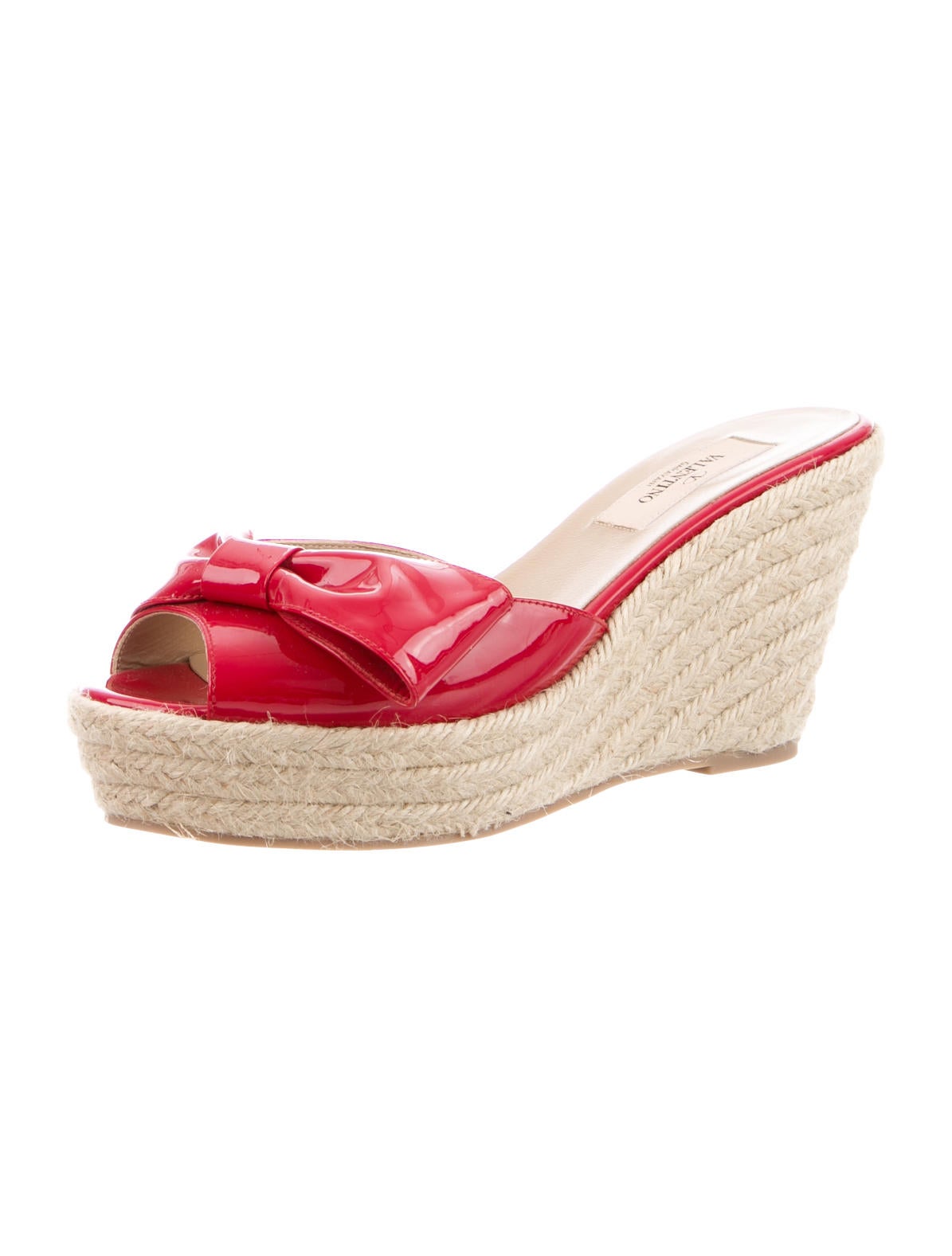 Valentino Bow Slide Wedges - Neutrals Sandals, Shoes - VAL37730 | The ...