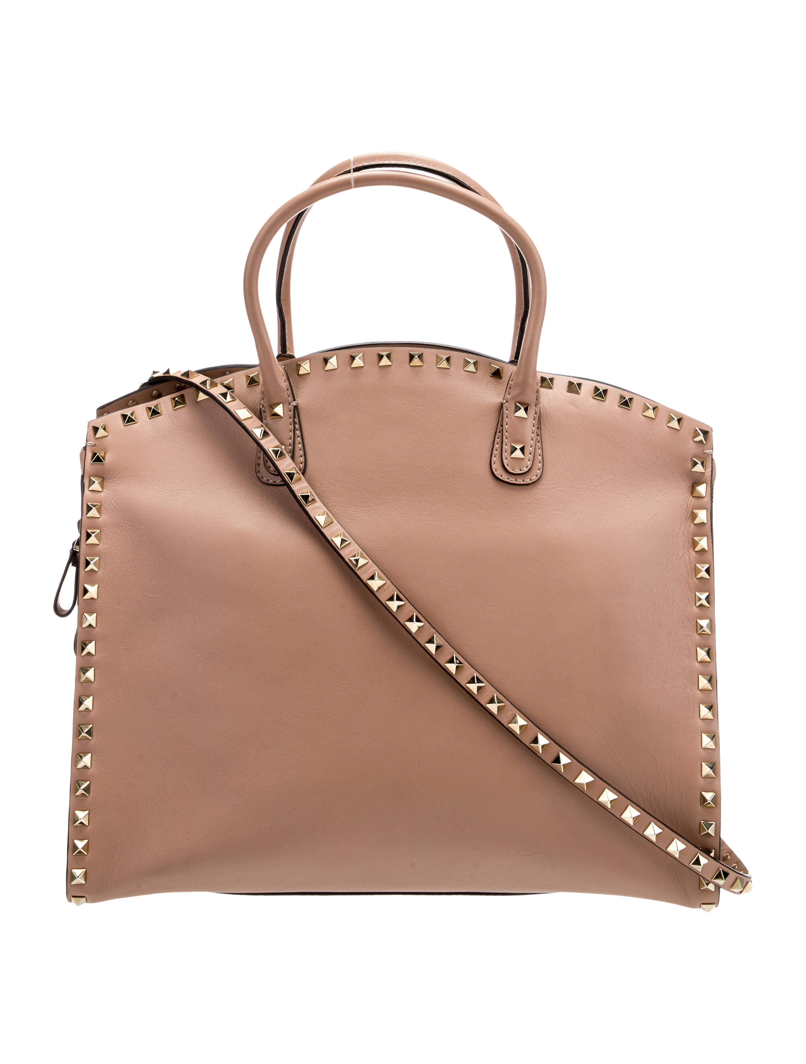 Valentino Leather Rockstud Handle Bag - Neutrals Handle Bags, Handbags ...