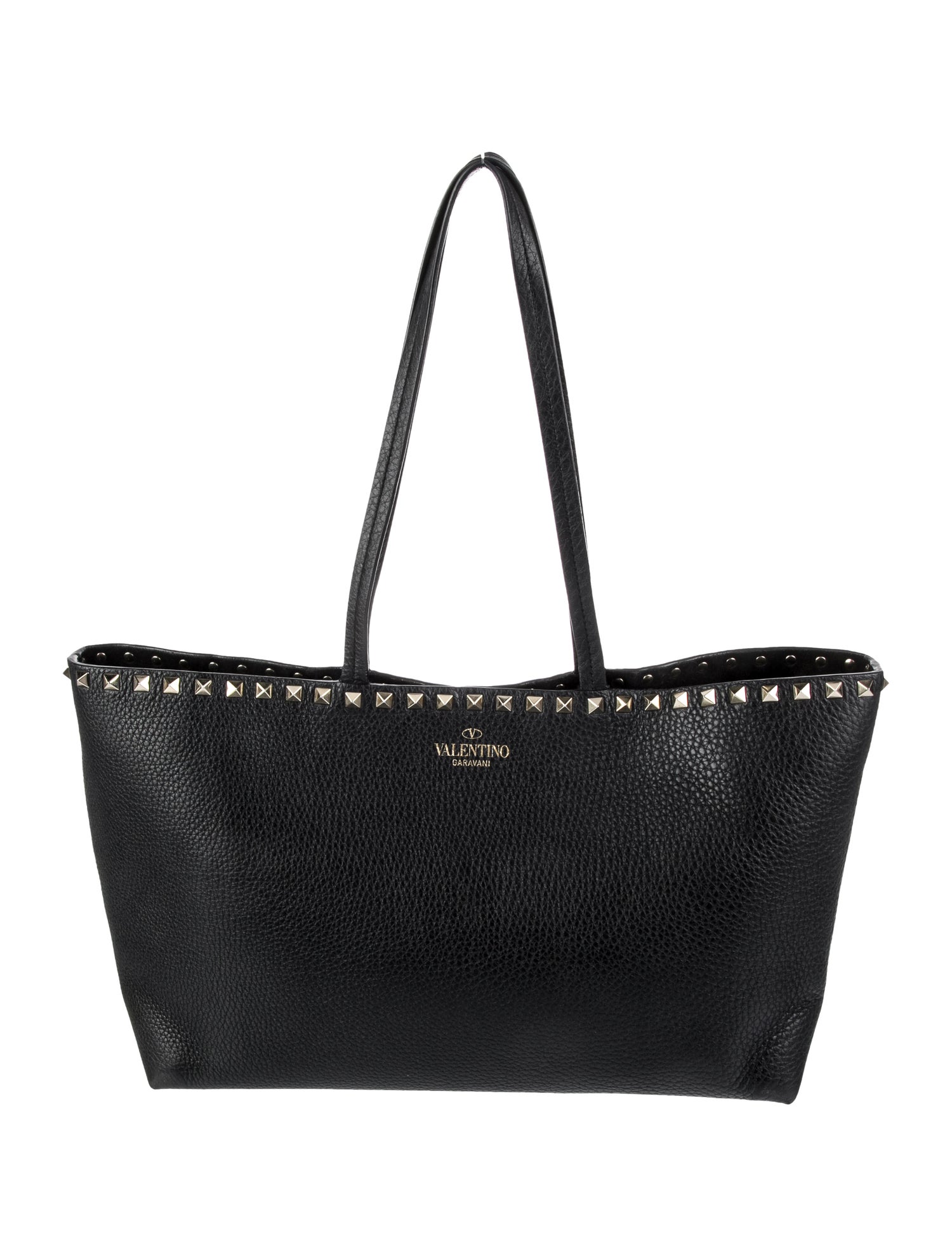 Valentino Raffia Rockstud Tote - Black Totes, Handbags - VAL381334 ...