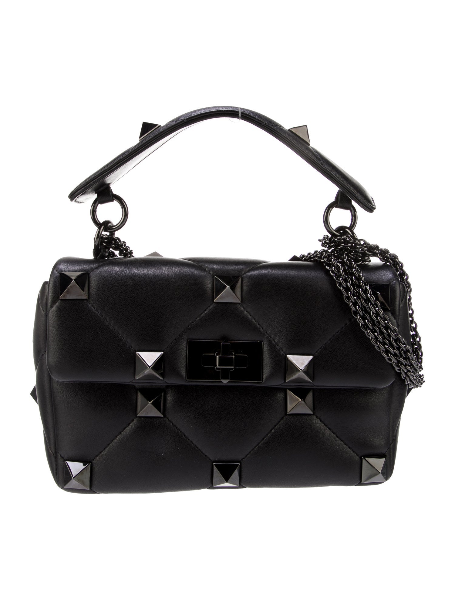 Valentino Roman Stud Leather Shoulder Bag - Black Shoulder Bags ...