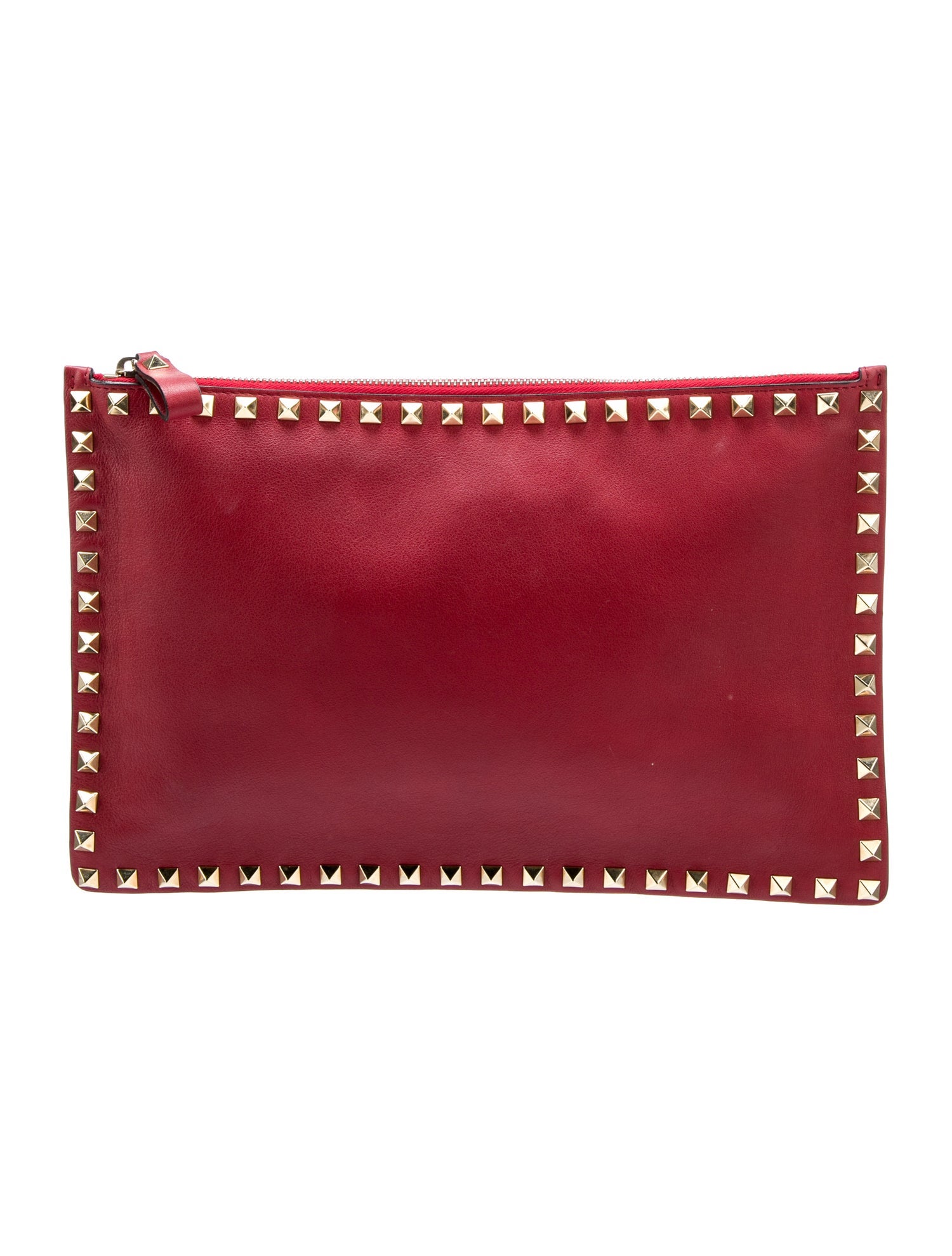 Valentino Studded Leather Clutch - Red Clutches, Handbags - VAL389230 ...