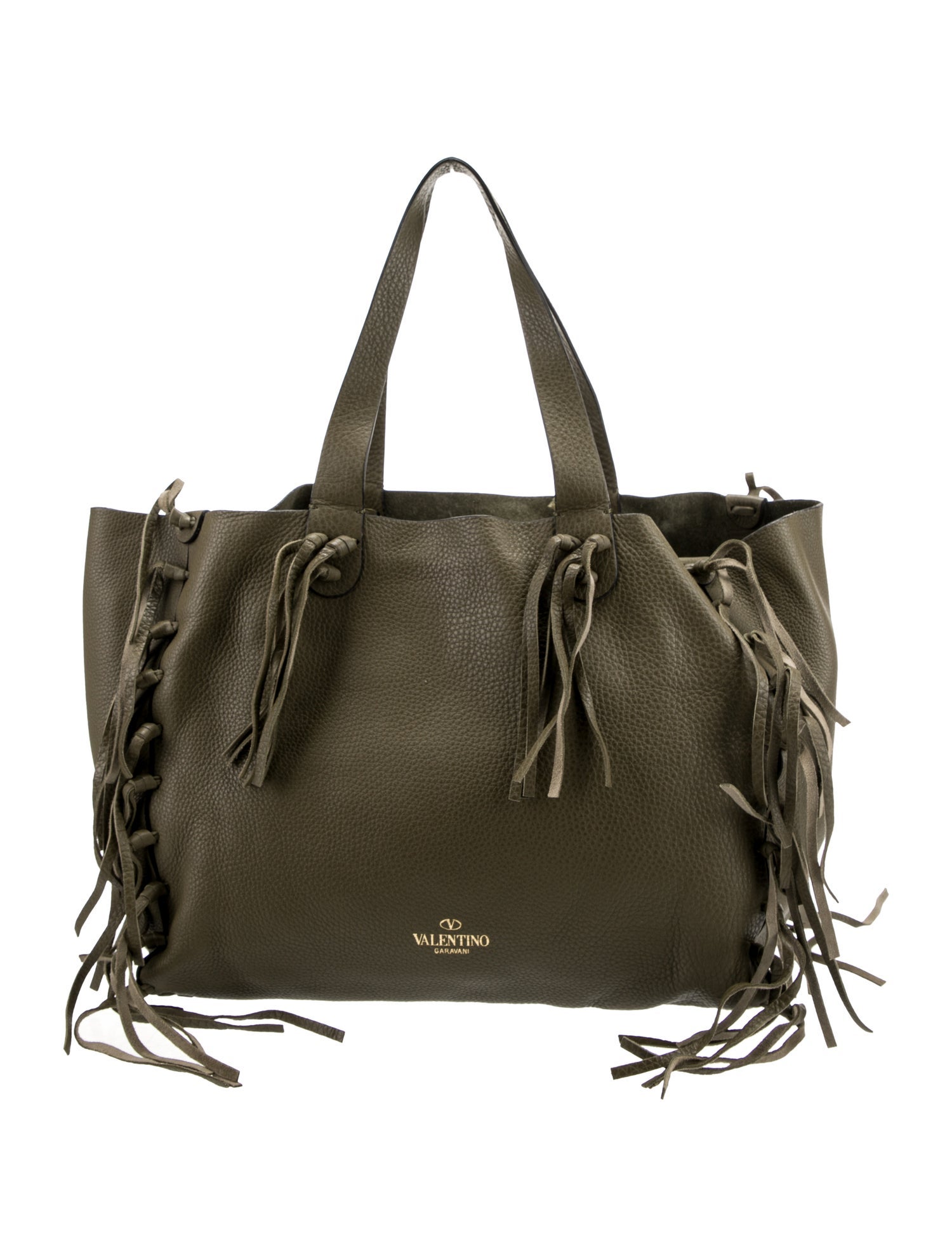 Valentino Fringe Trimmed Leather Tote Bag - Green Totes, Handbags ...