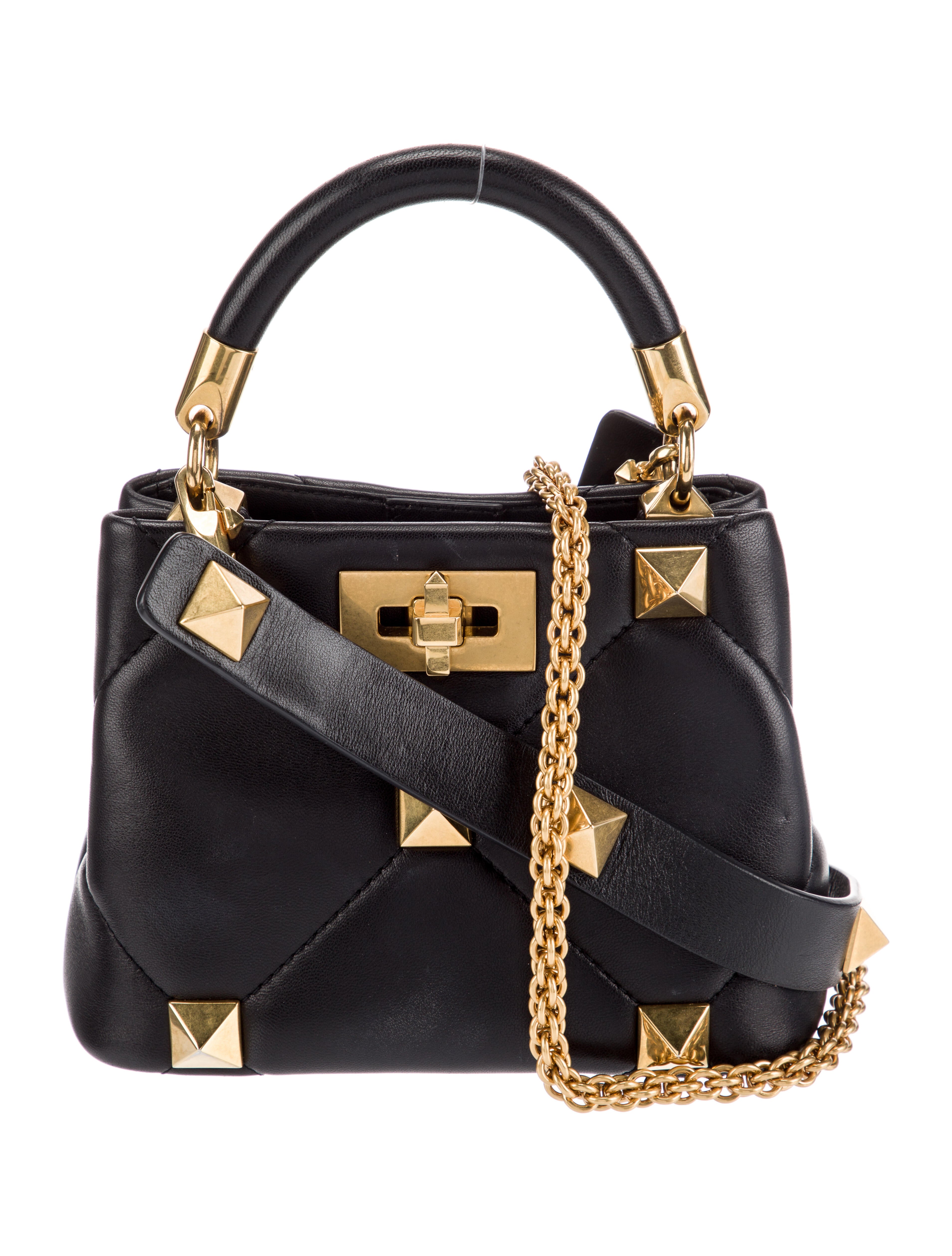 Valentino Small Roman Studded Bucket Bag - Black Bucket Bags, Handbags ...