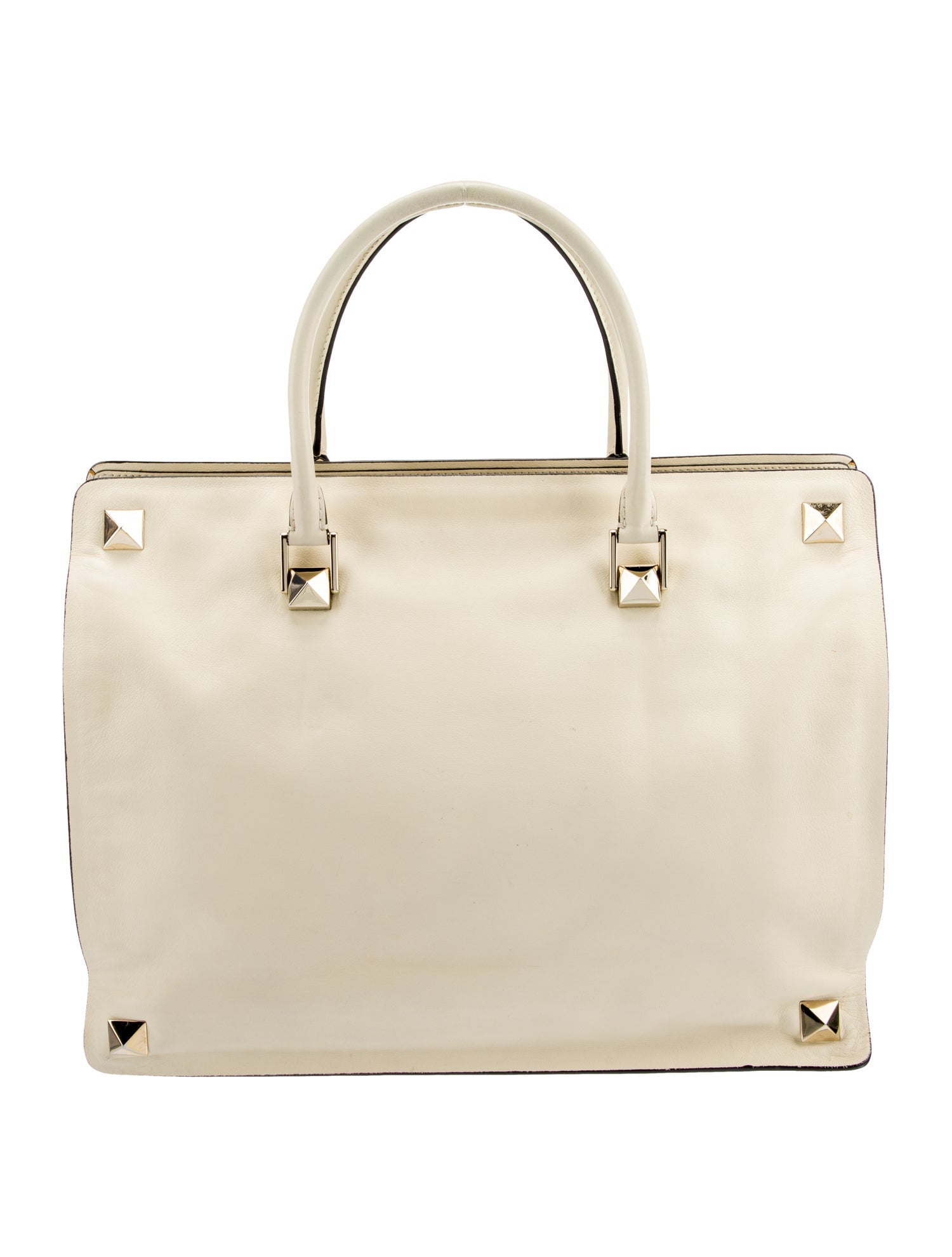 Valentino Leather Rockstud Briefcase - Neutrals Handle Bags, Handbags ...