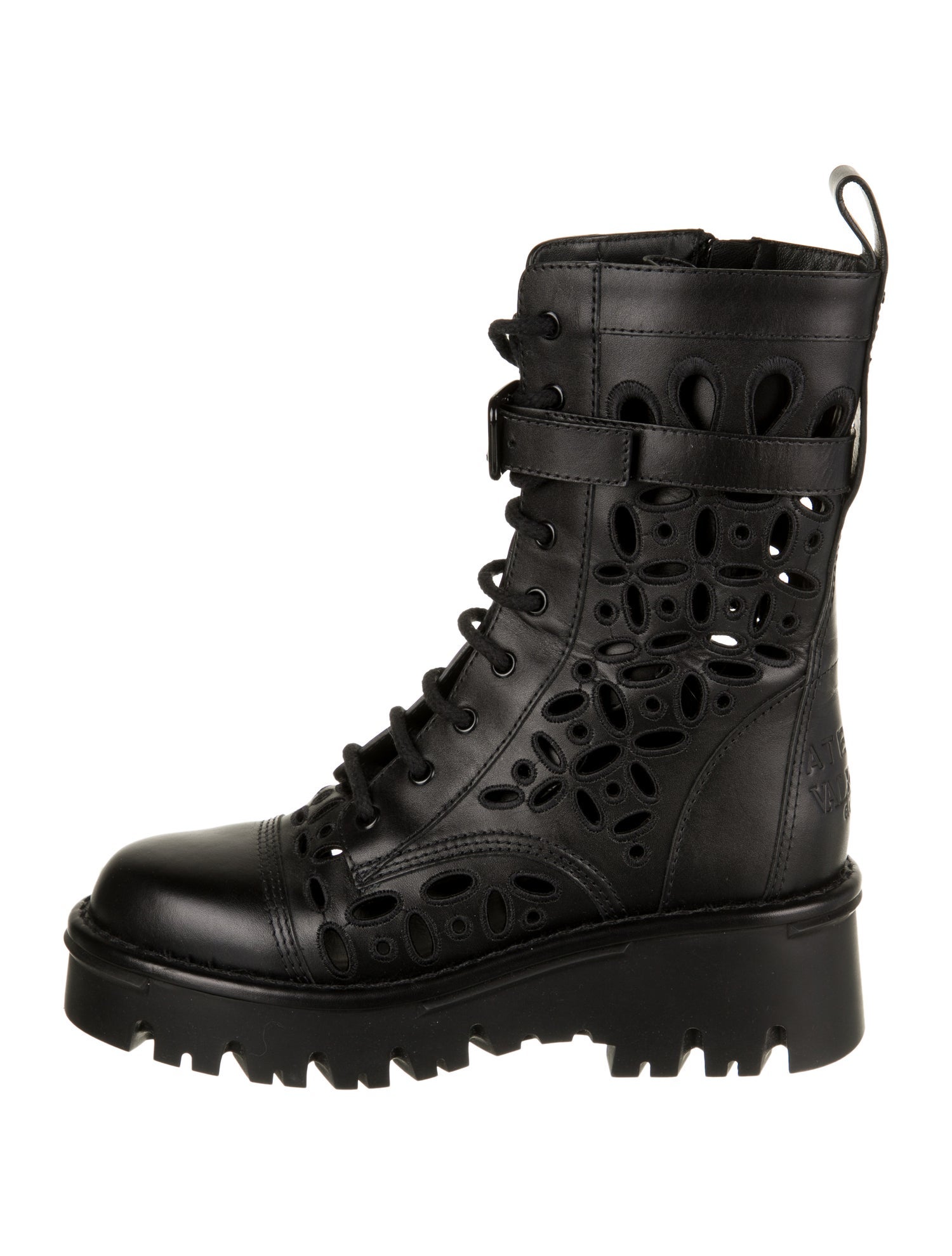 Valentino Vlogo Leather Combat Boots - Black Boots, Shoes - VAL396279 ...