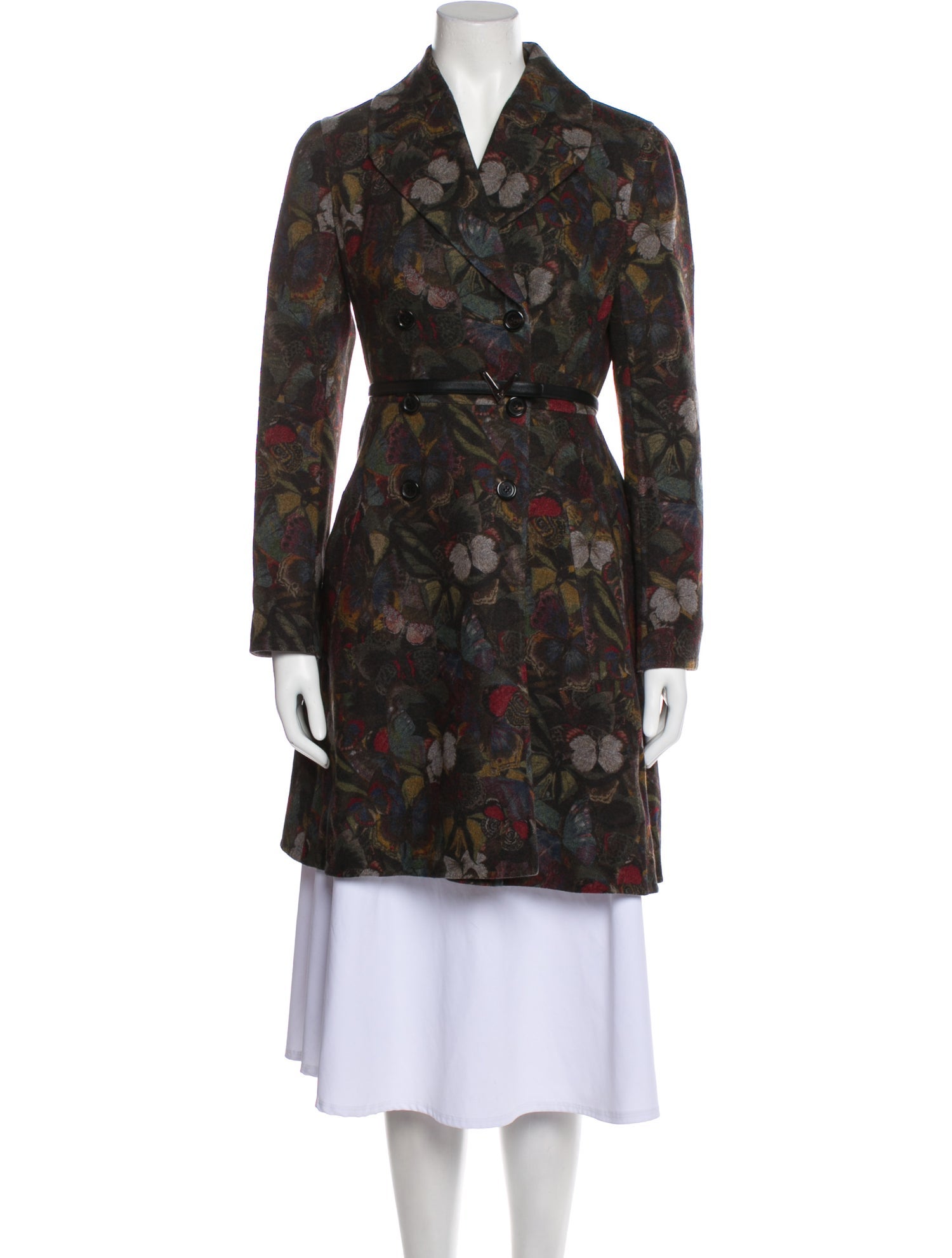Valentino Floral Print Trench Coat - Grey Coats, Clothing - VAL396560 ...