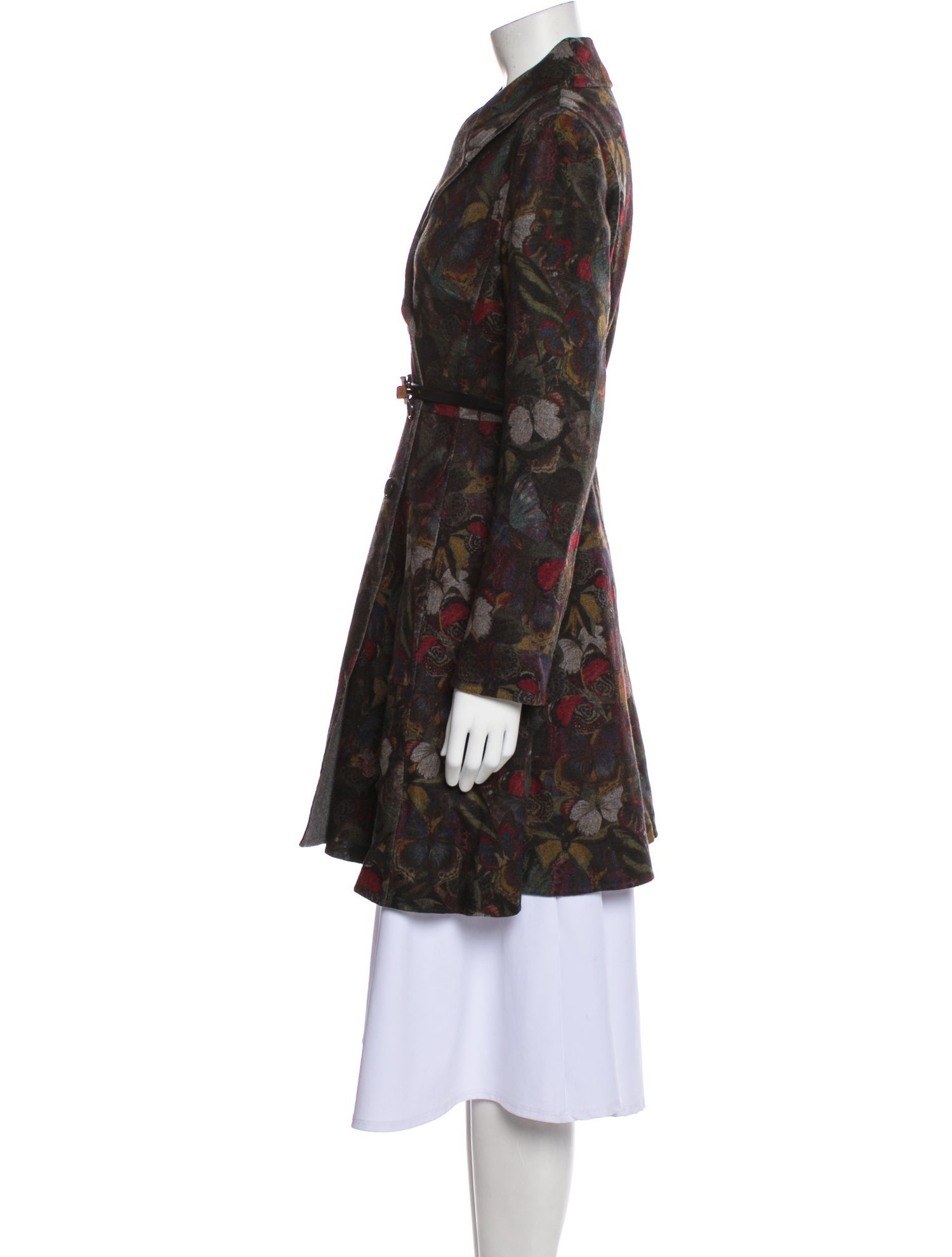 Valentino Floral Print Trench Coat - Grey Coats, Clothing - VAL396560 ...