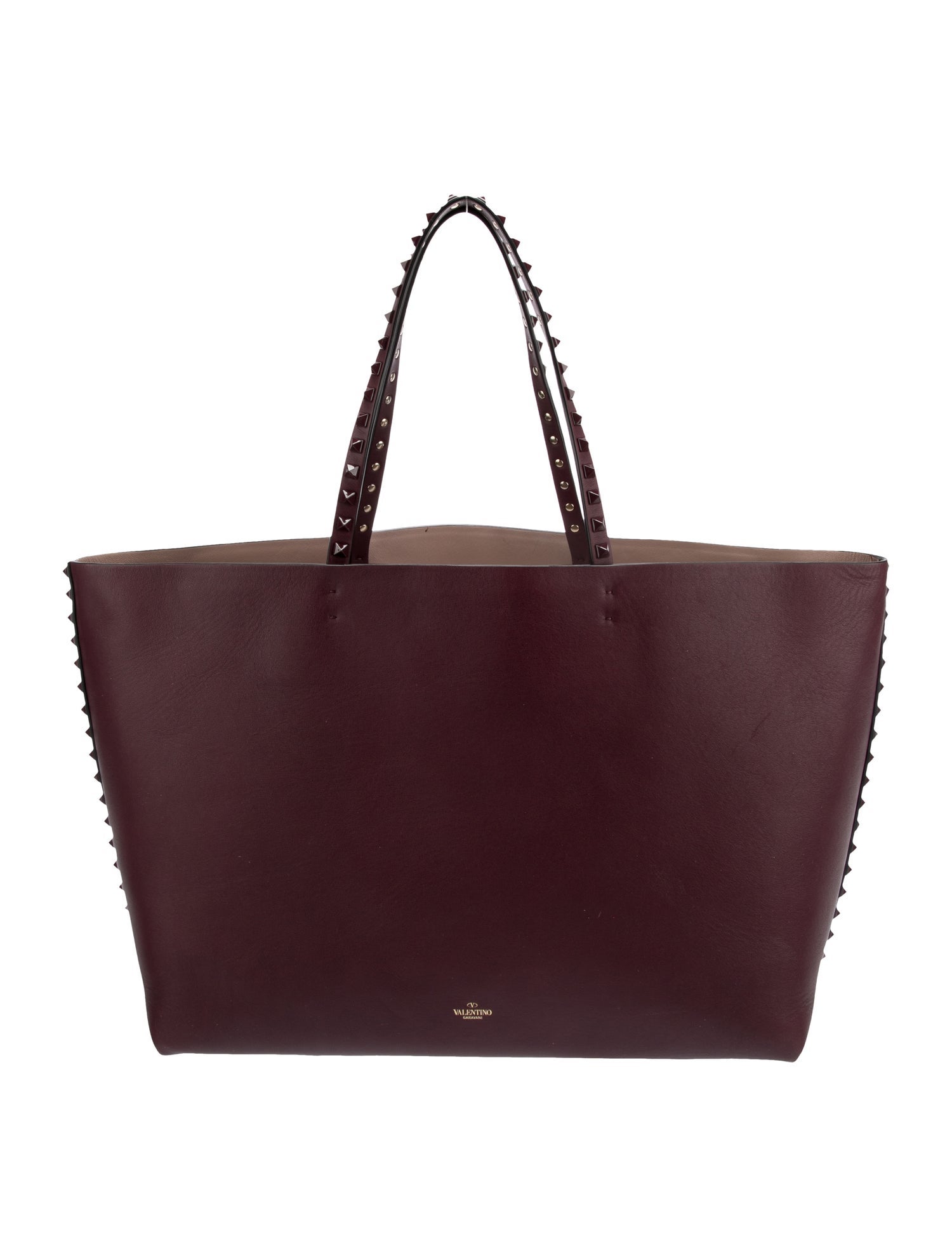 Valentino Large Rockstud Tote w/ Pouch - Burgundy Totes, Handbags ...