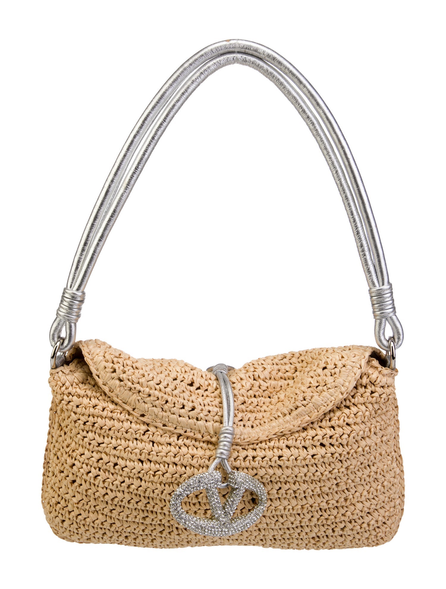 Valentino Raffia VLogo Shoulder Bag - Neutrals Shoulder Bags, Handbags ...