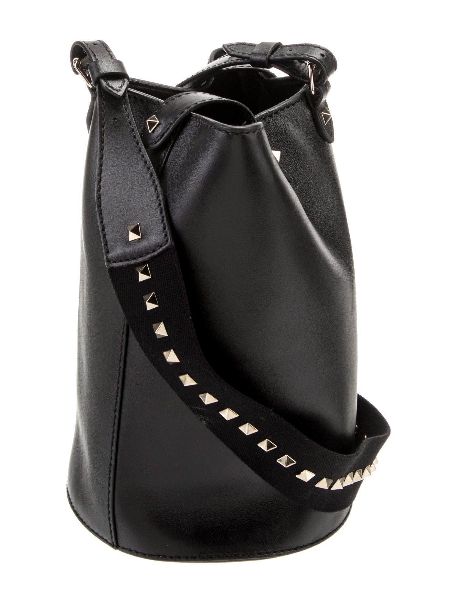 Valentino Studded Leather Bucket Bag - Black Bucket Bags, Handbags ...