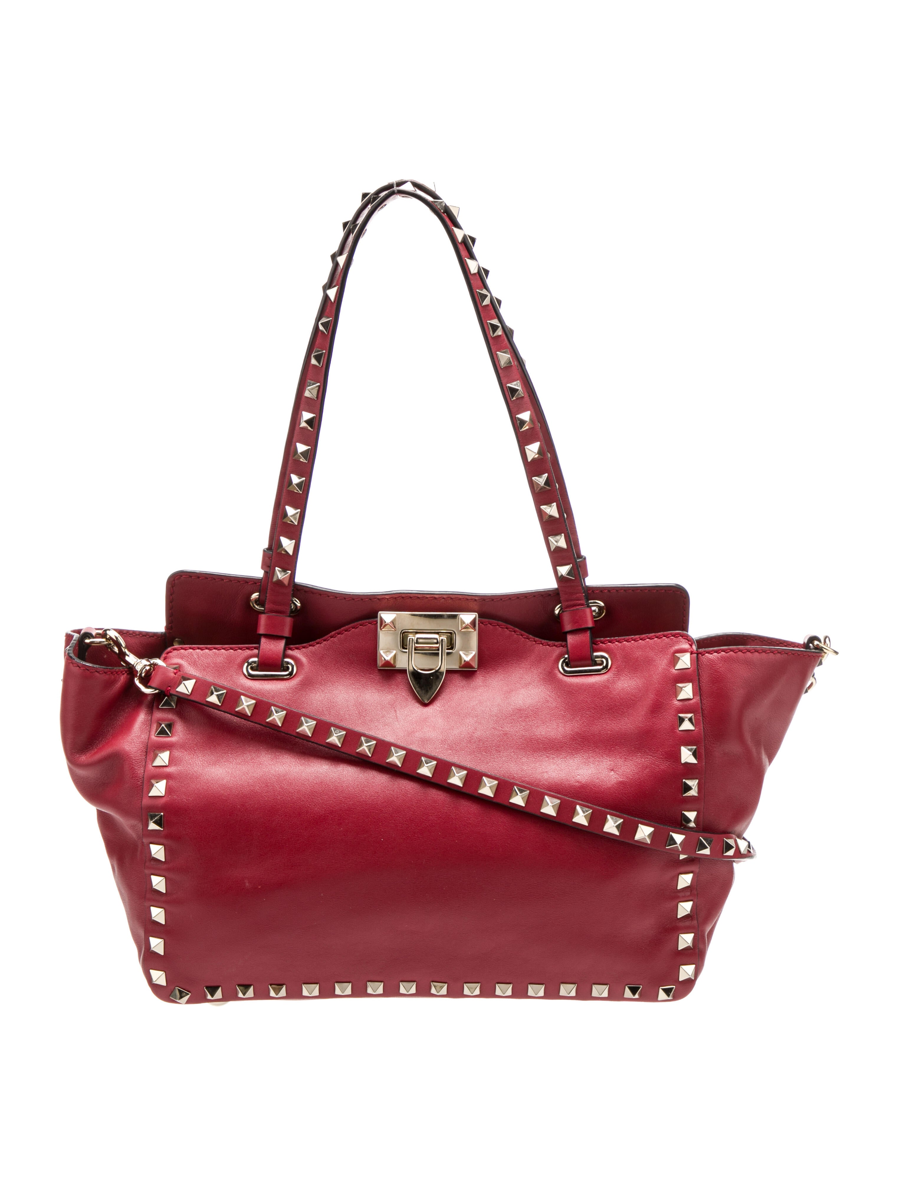 Valentino Rockstud Trim Leather Tote - Blue Totes, Handbags - VAL395025 ...