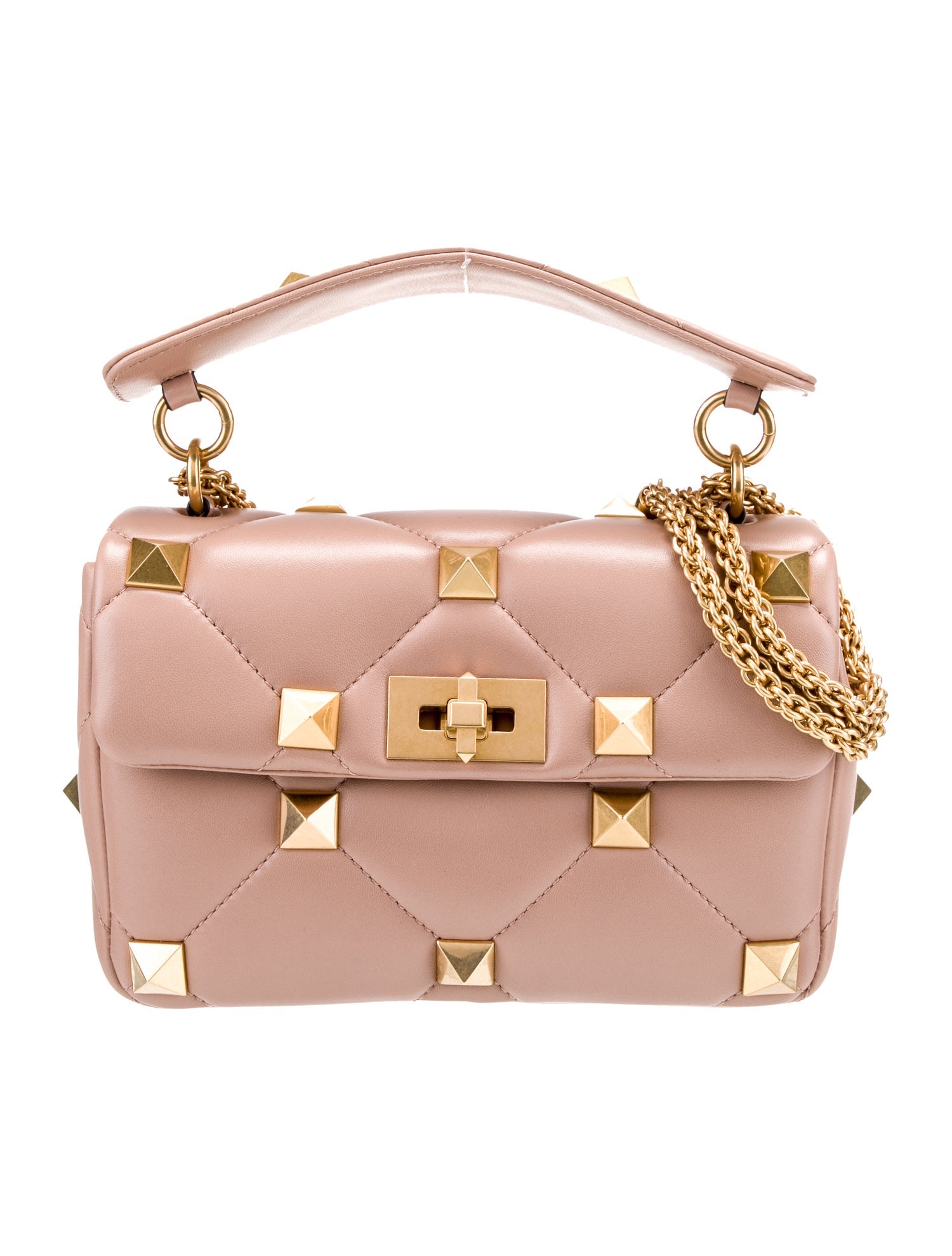 Valentino Leather Roman Stud Shoulder Bag - Blue Shoulder Bags ...