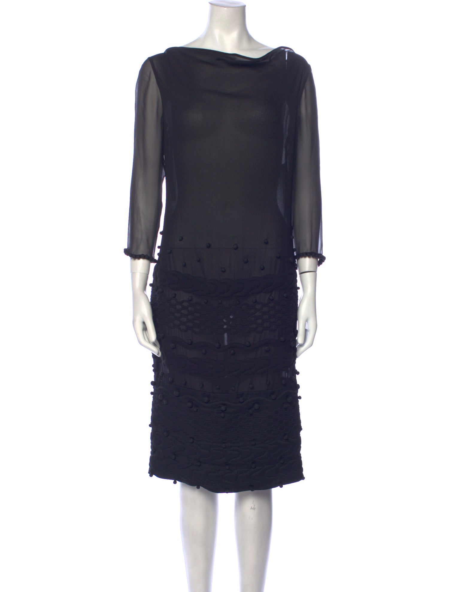Valentino Cowl Neck Knee Length Dress Black Dresses Clothing