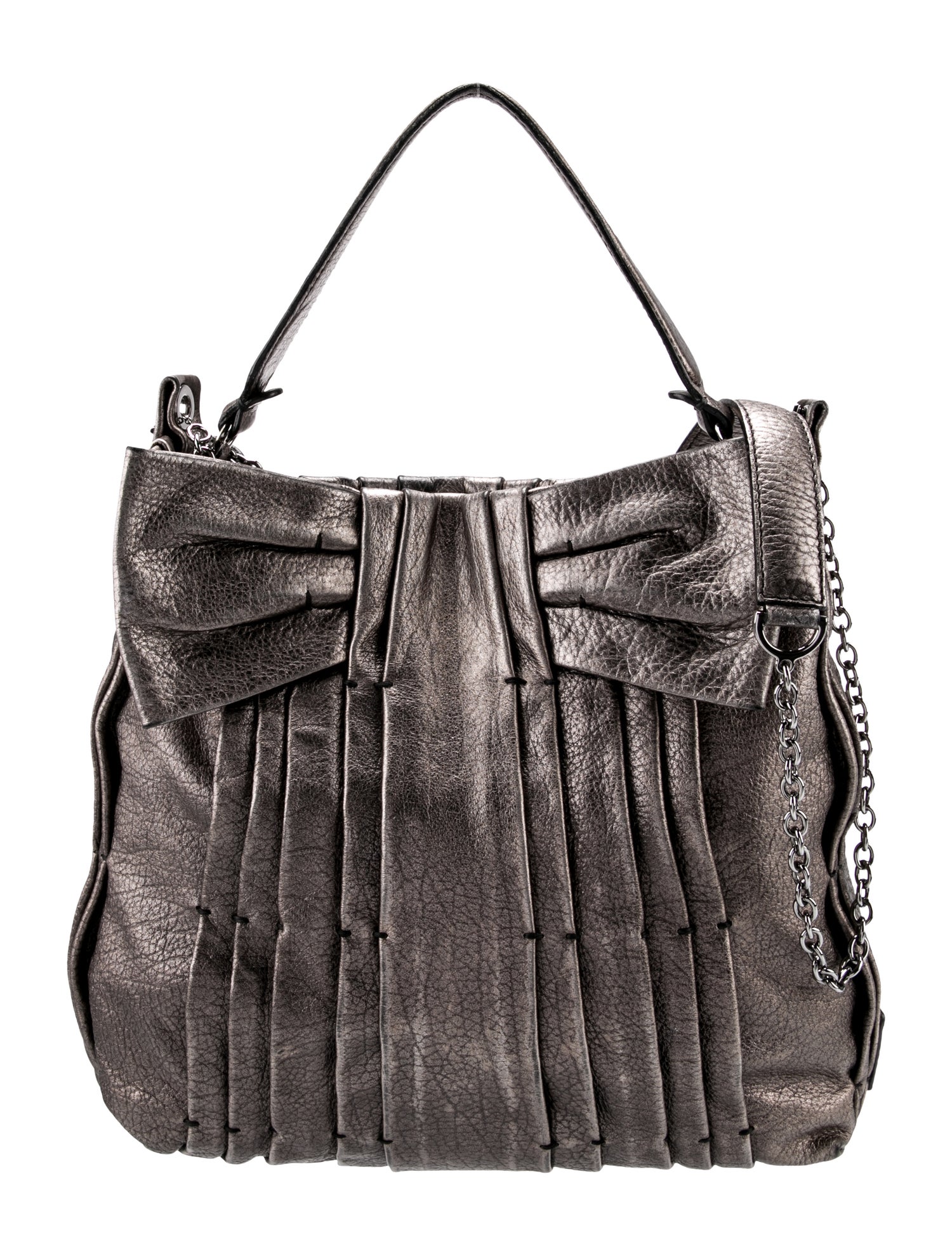 Valentino Pleather Leather Bow Shoulder Bag - Metallic Shoulder Bags ...