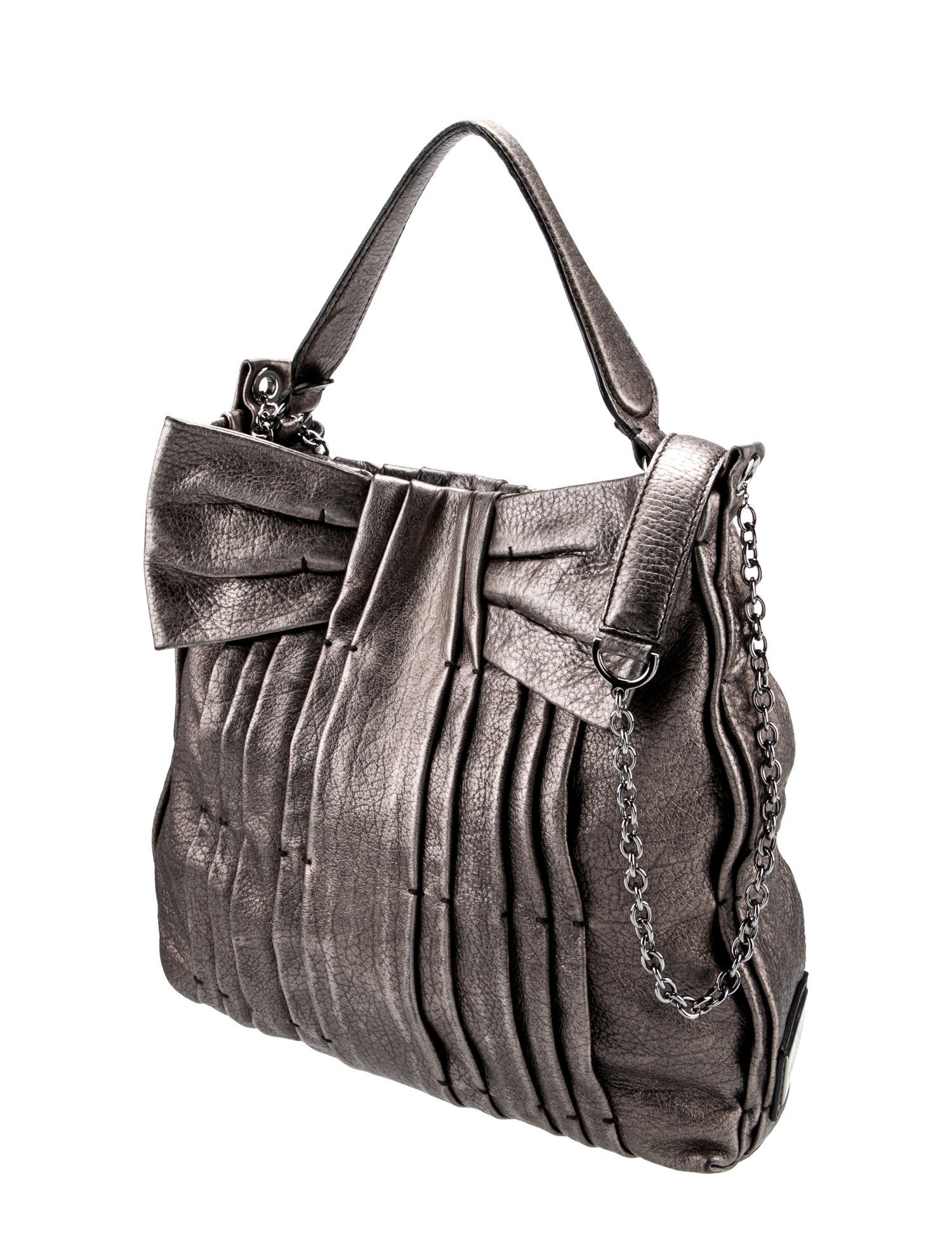 Valentino Pleather Leather Bow Shoulder Bag - Metallic Shoulder Bags ...