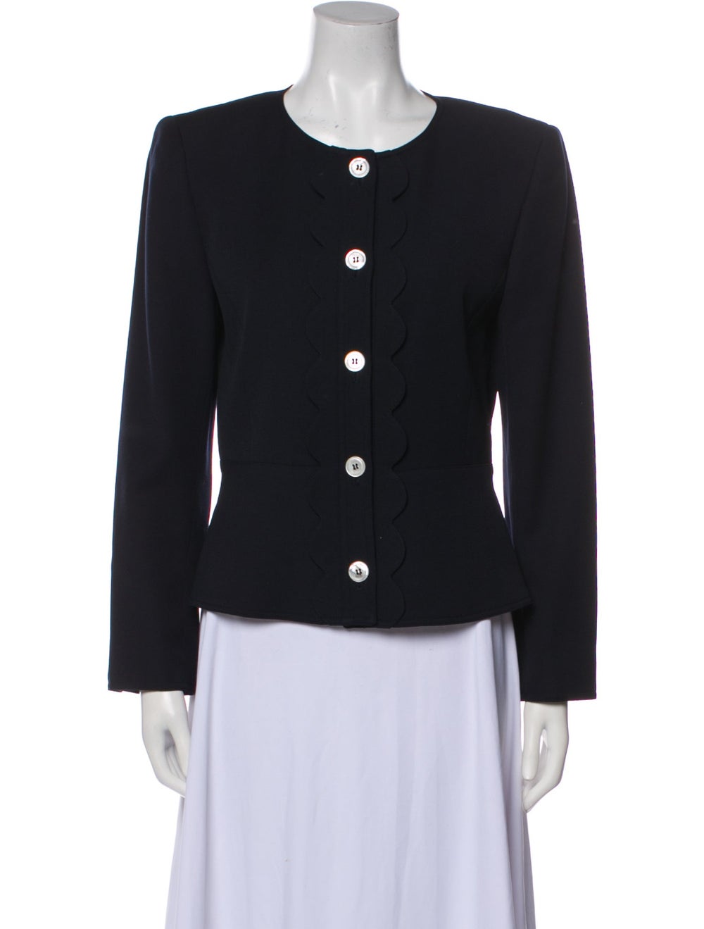 Valentino Miss V Jacket Blue Scalloped Accent & Colla… - Gem