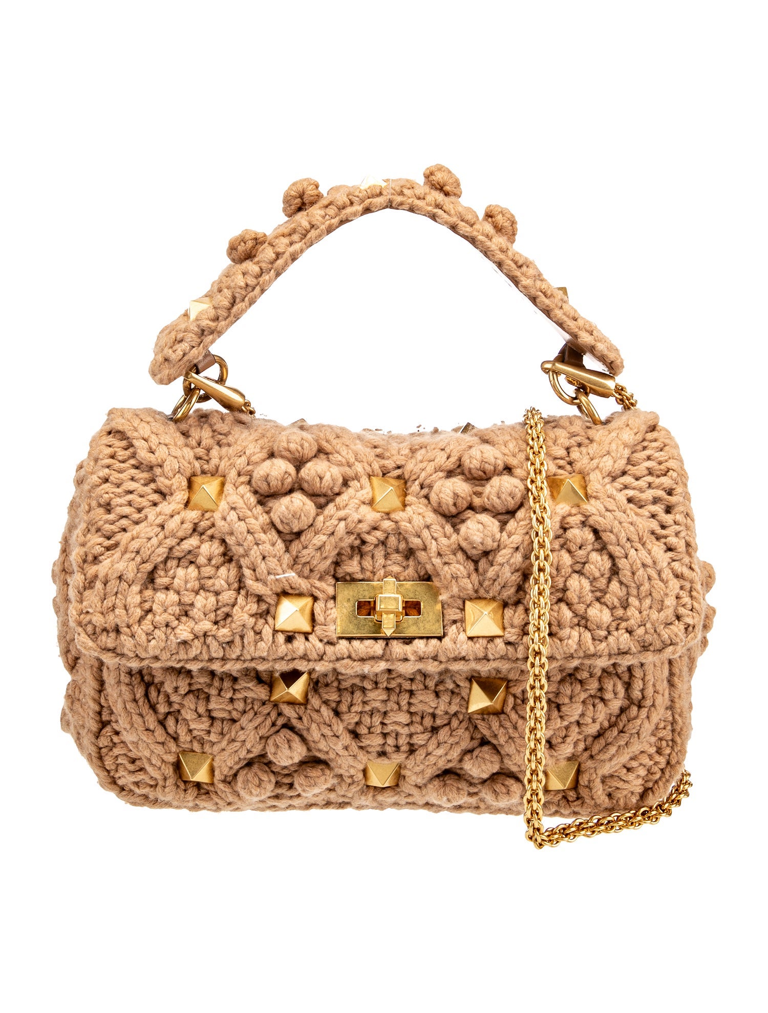 Valentino Large Roman Stud Cashmere Bag - Neutrals Shoulder Bags ...