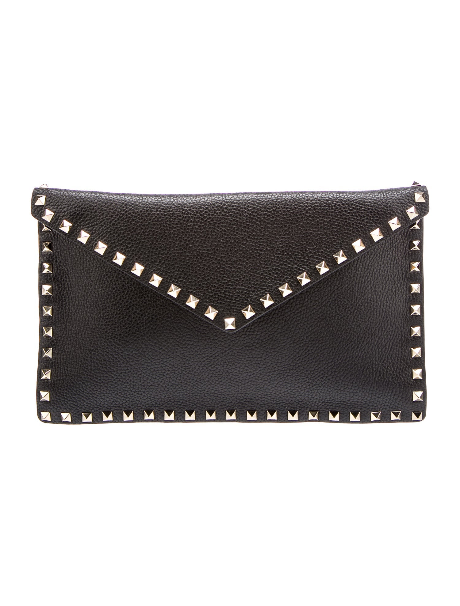 Valentino Leather Rockstud Clutch - Black Clutches, Handbags ...