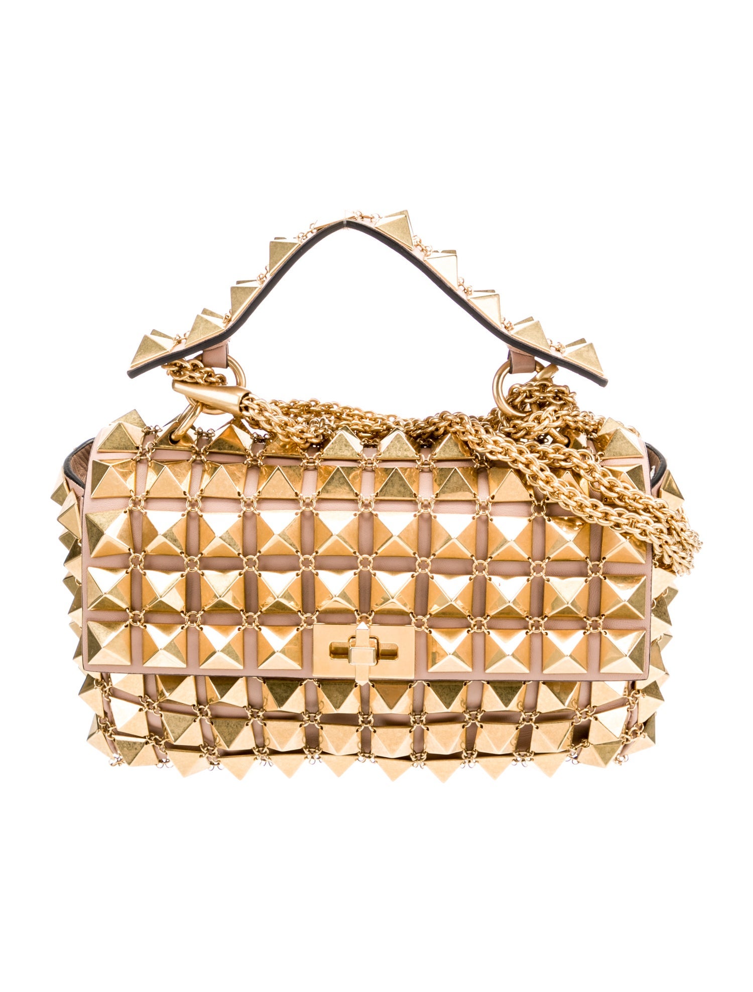 Valentino 2021 Small Roman Stud Chainmail Bag - Gold Shoulder Bags ...