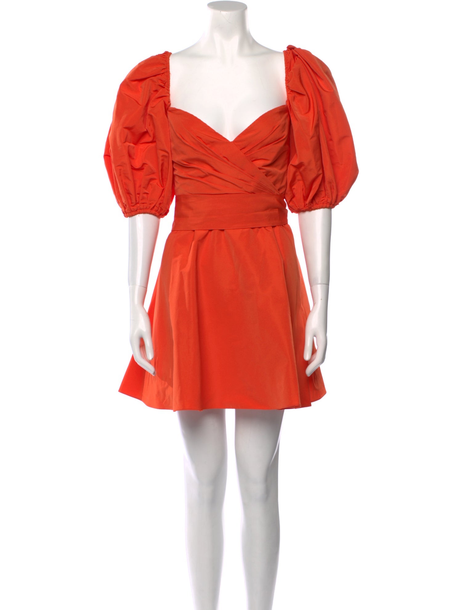 Valentino Square Neckline Mini Dress Orange Dresses Clothing
