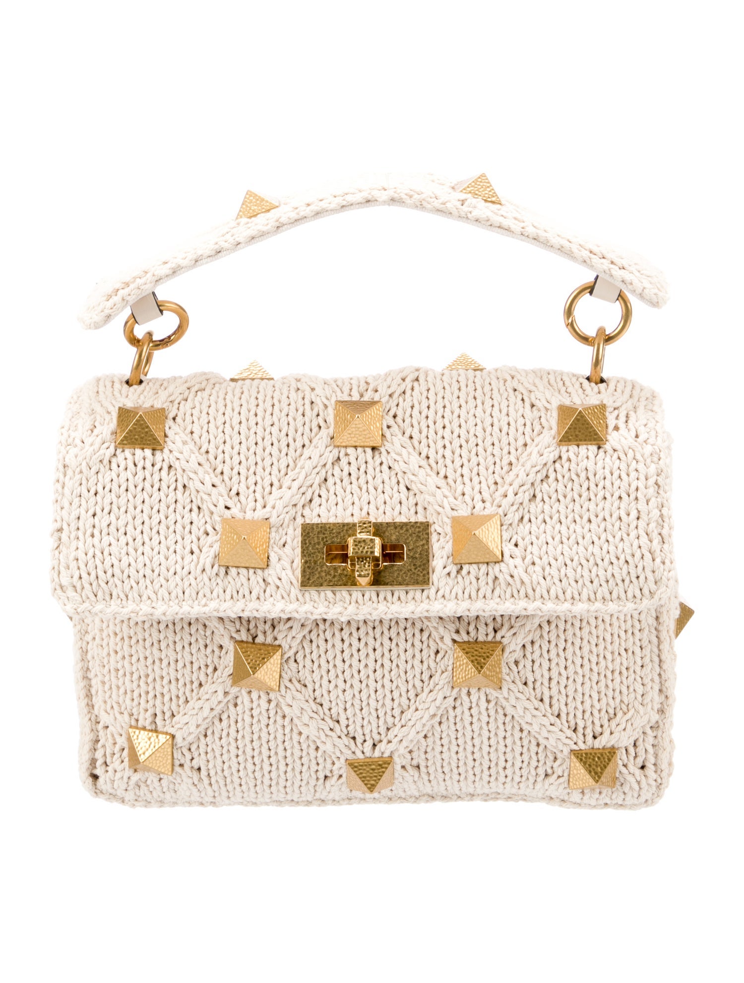 Valentino Romanstud Braided Handle Bag w/Tags - Neutrals Handle Bags ...