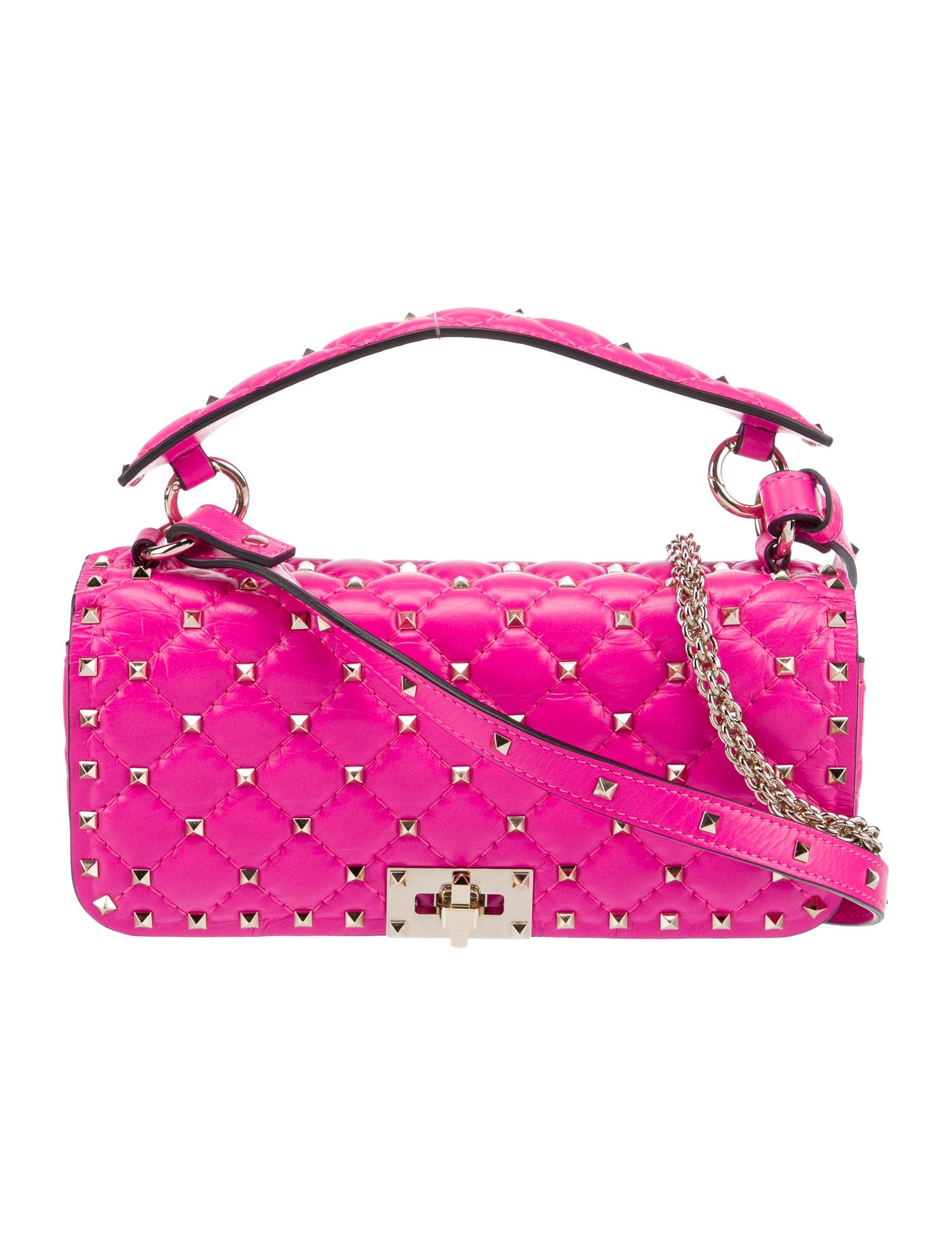 Valentino Rockstud Spike Handle Bag w/Tags - Pink Crossbody Bags ...