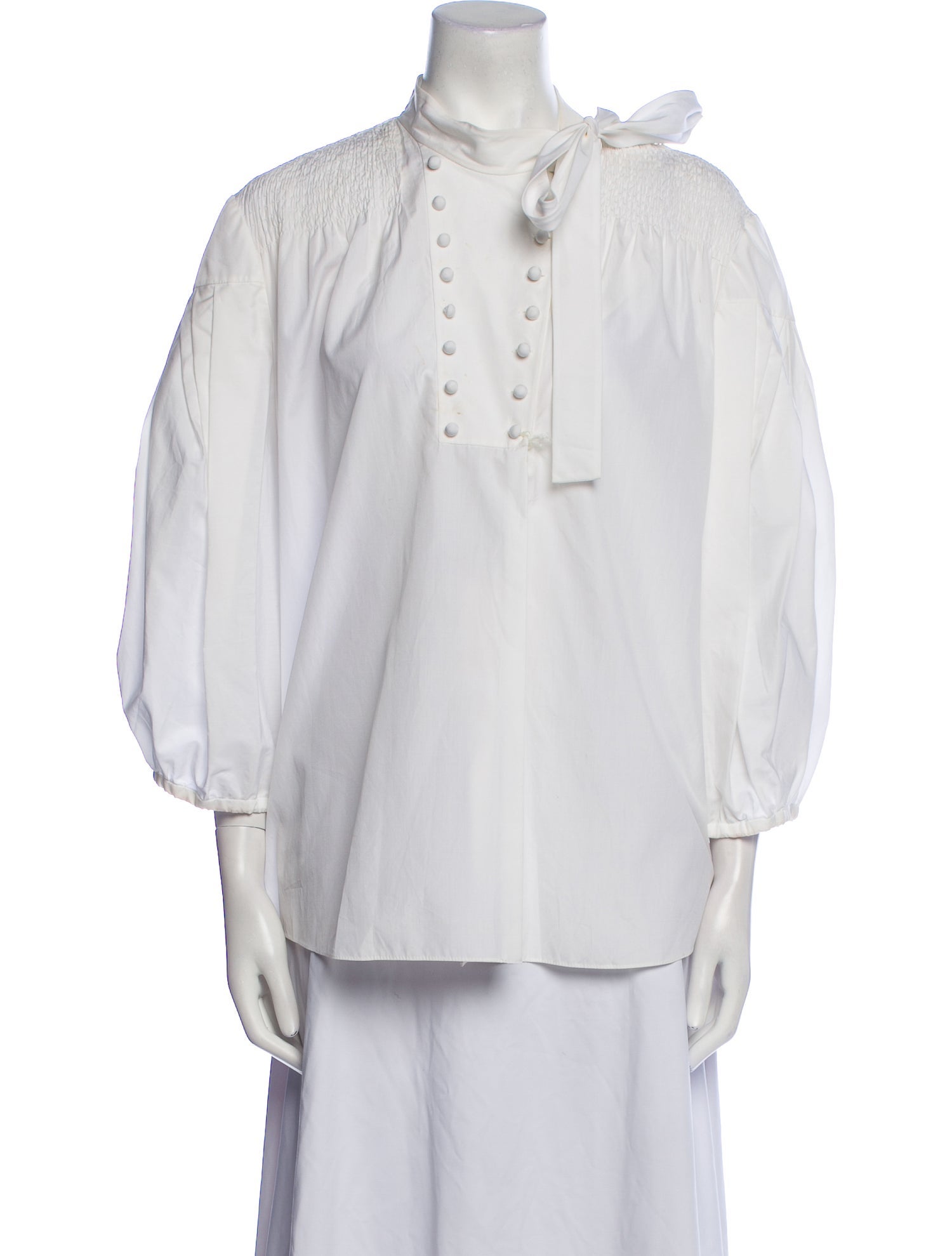 Valentino Tie Neck Three-Quarter Sleeve Blouse - Neutrals Tops ...