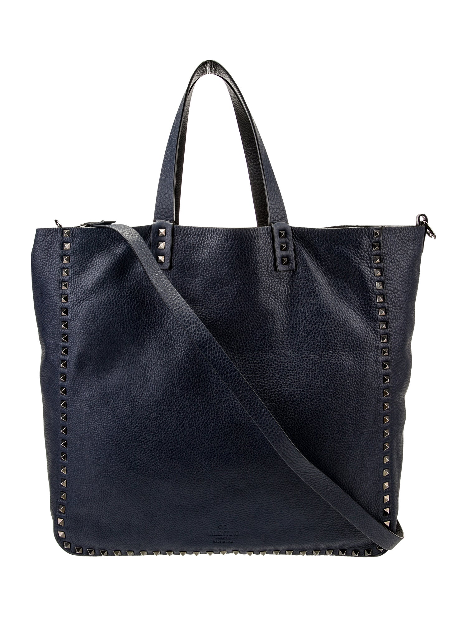 Valentino Reversible Leather Rockstud Tote - Blue Totes, Handbags ...
