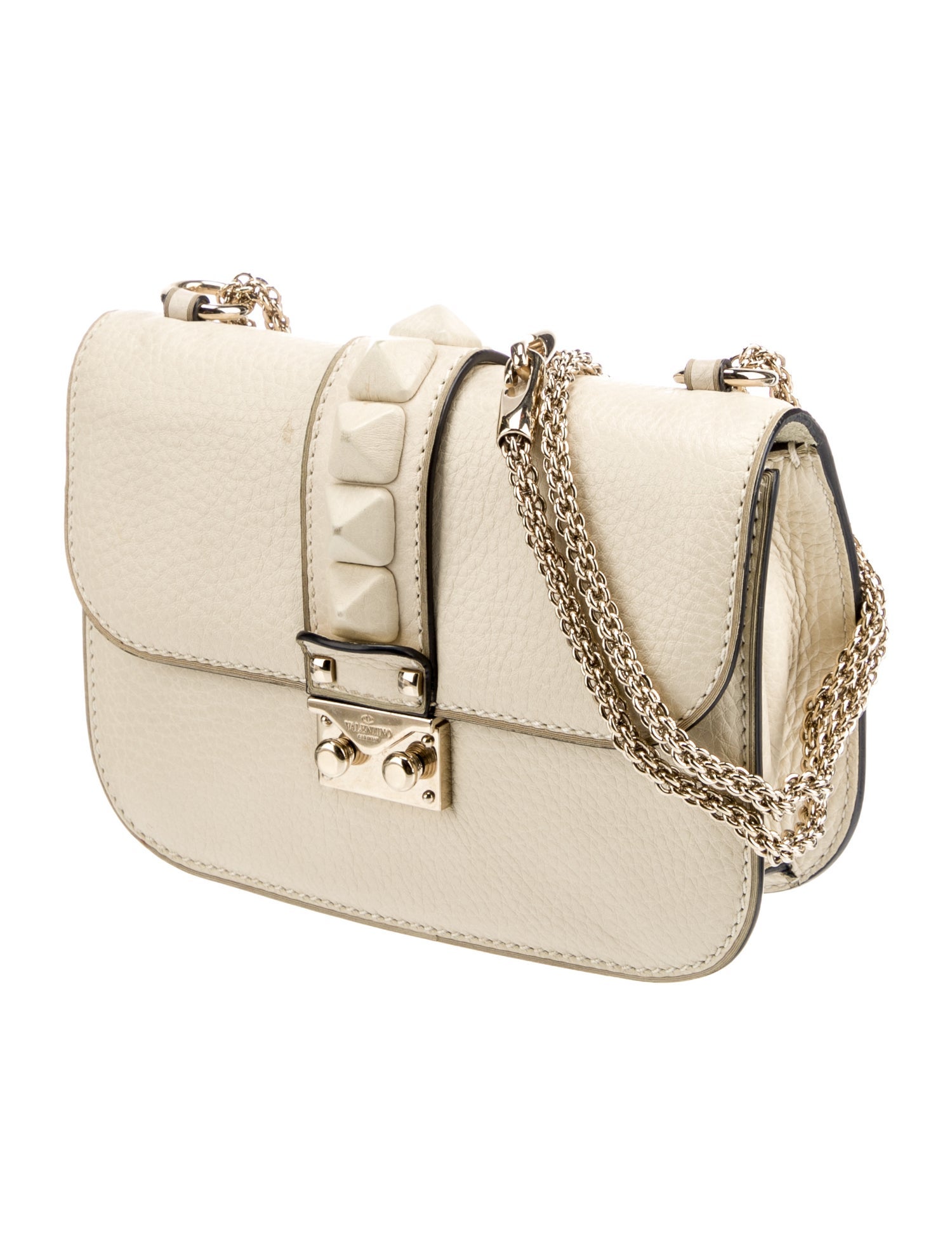 Valentino Small Glam Lock Flap Bag - White Shoulder Bags, Handbags ...