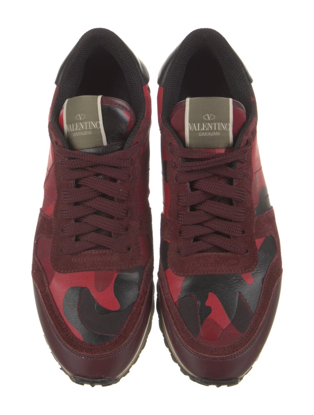 Valentino Rockstud Accents Leather Athletic Sneakers - Red Sneakers ...