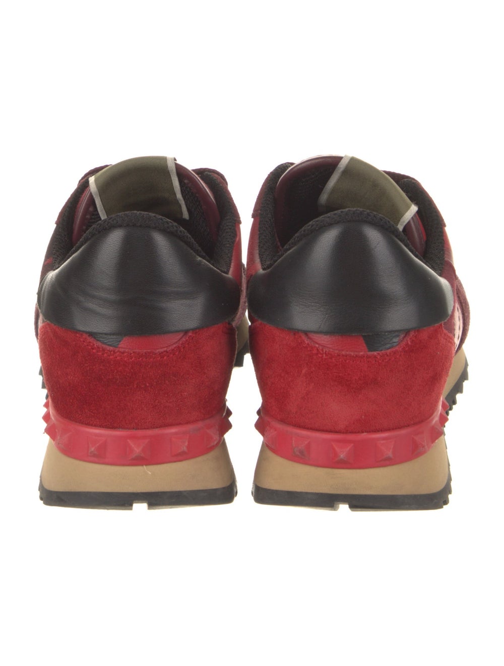 Valentino Rockstud Accents Leather Athletic Sneakers - Red Sneakers ...