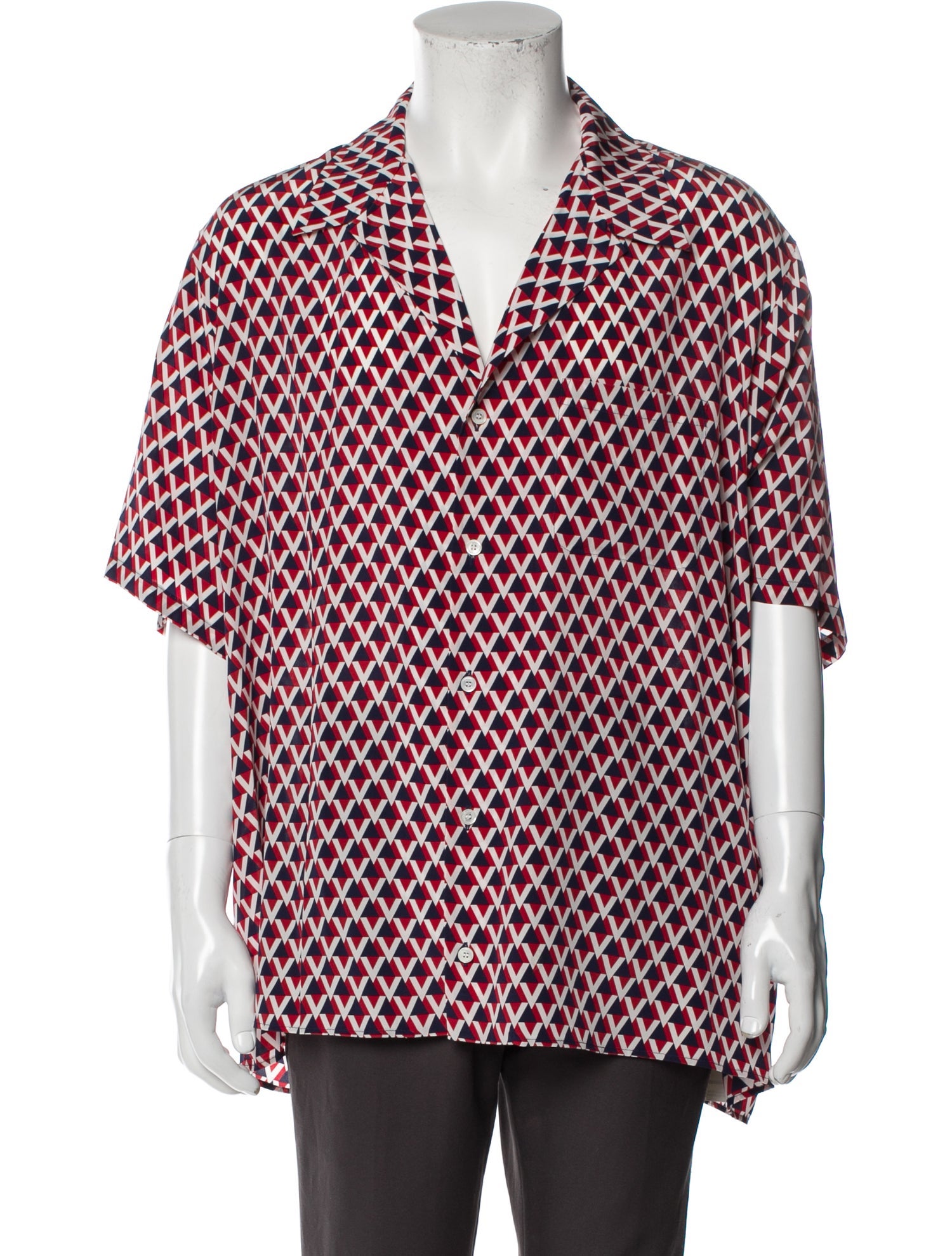 Valentino Silk Plaid Print Shirt w/ Tags - Red Casual Shirts, Clothing ...