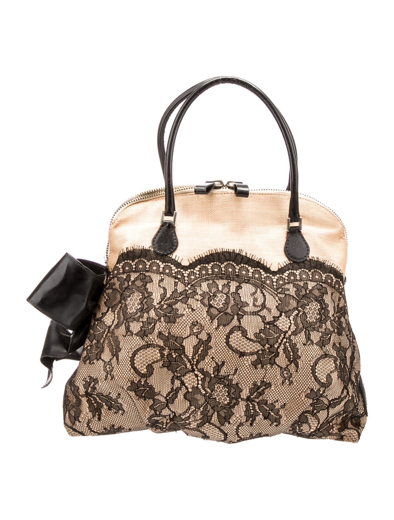 Valentino Raffia Embellished Handle Bag - Neutrals Handle Bags ...