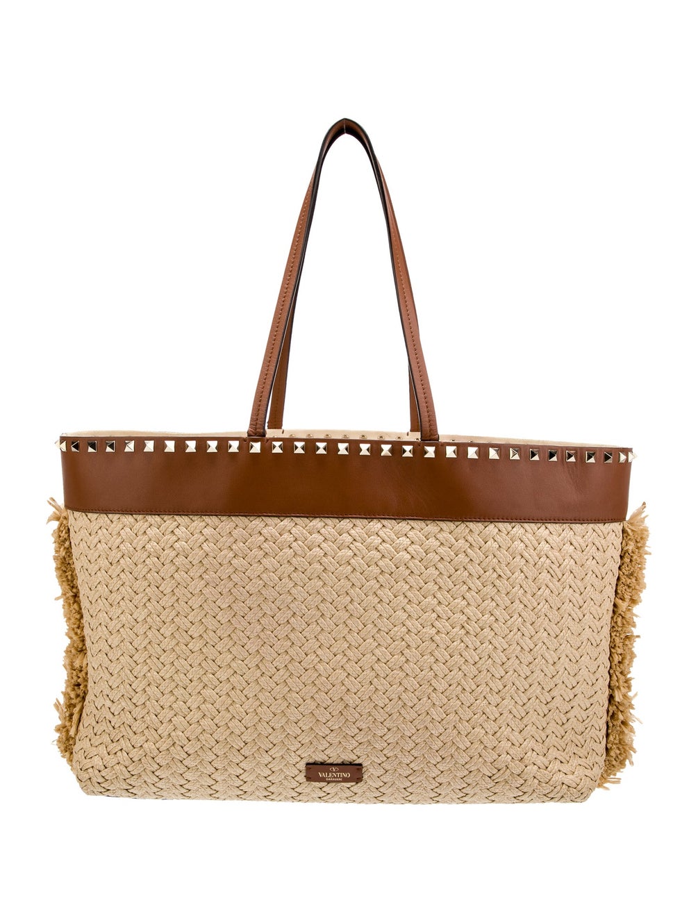 Valentino Raffia Rockstud Tote Bag - Neutrals Totes, Handbags ...