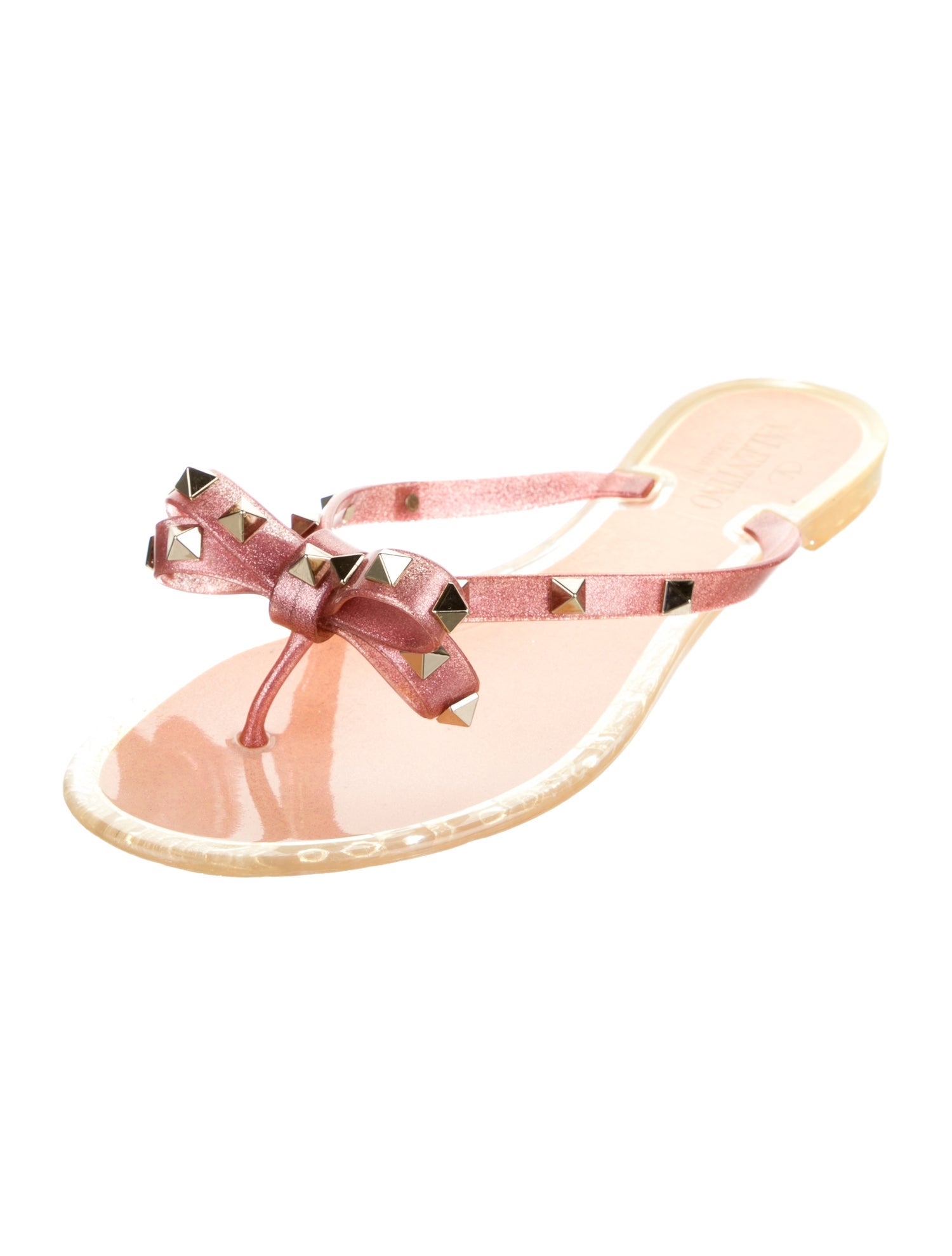 Valentino Rockstud Accents Rubber Flip Flops - Pink Sandals, Shoes ...