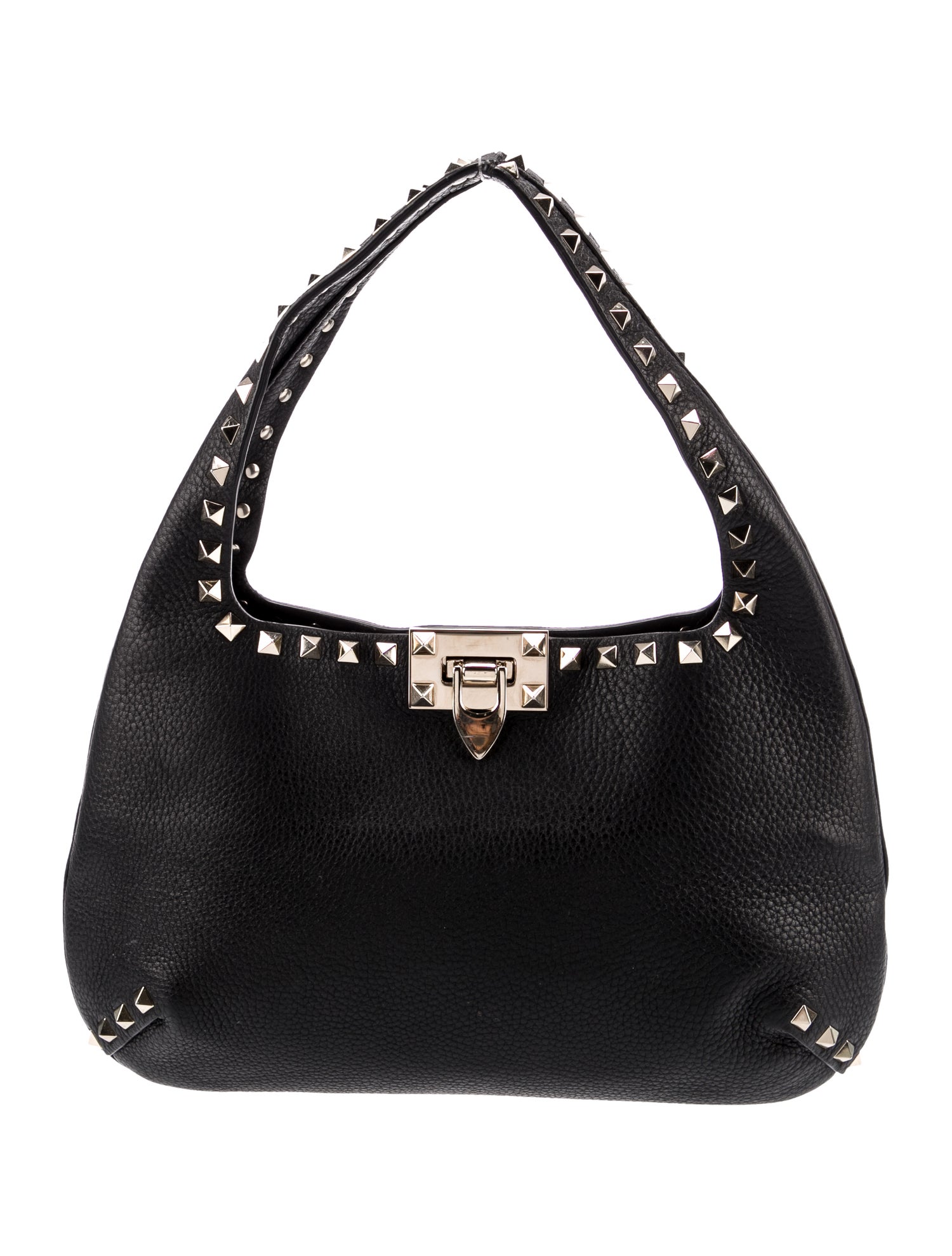 Valentino Rockstud Leather Hobo - Black Hobos, Handbags - VAL419281 ...