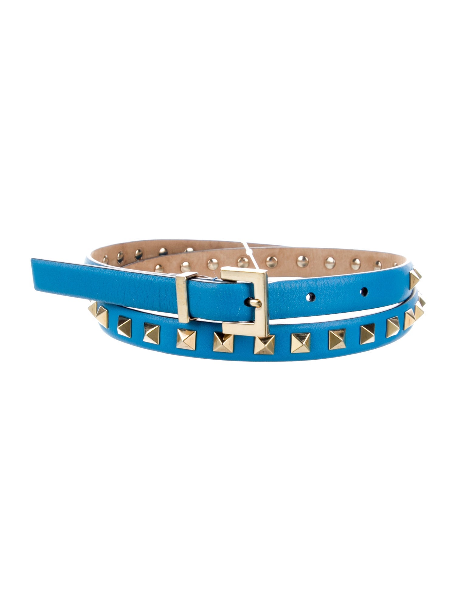 Valentino Rockstud Accents Skinny Belt - Blue Belts, Accessories ...