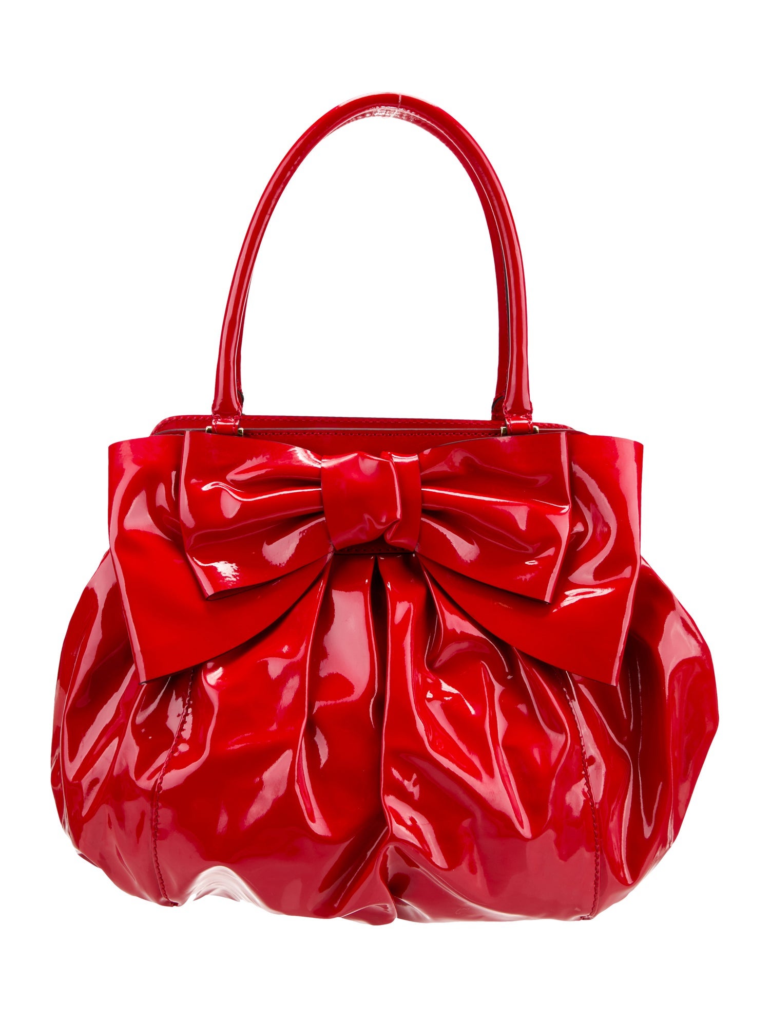 Valentino Patent Leather Bow Handle Bag - Red Handle Bags, Handbags ...
