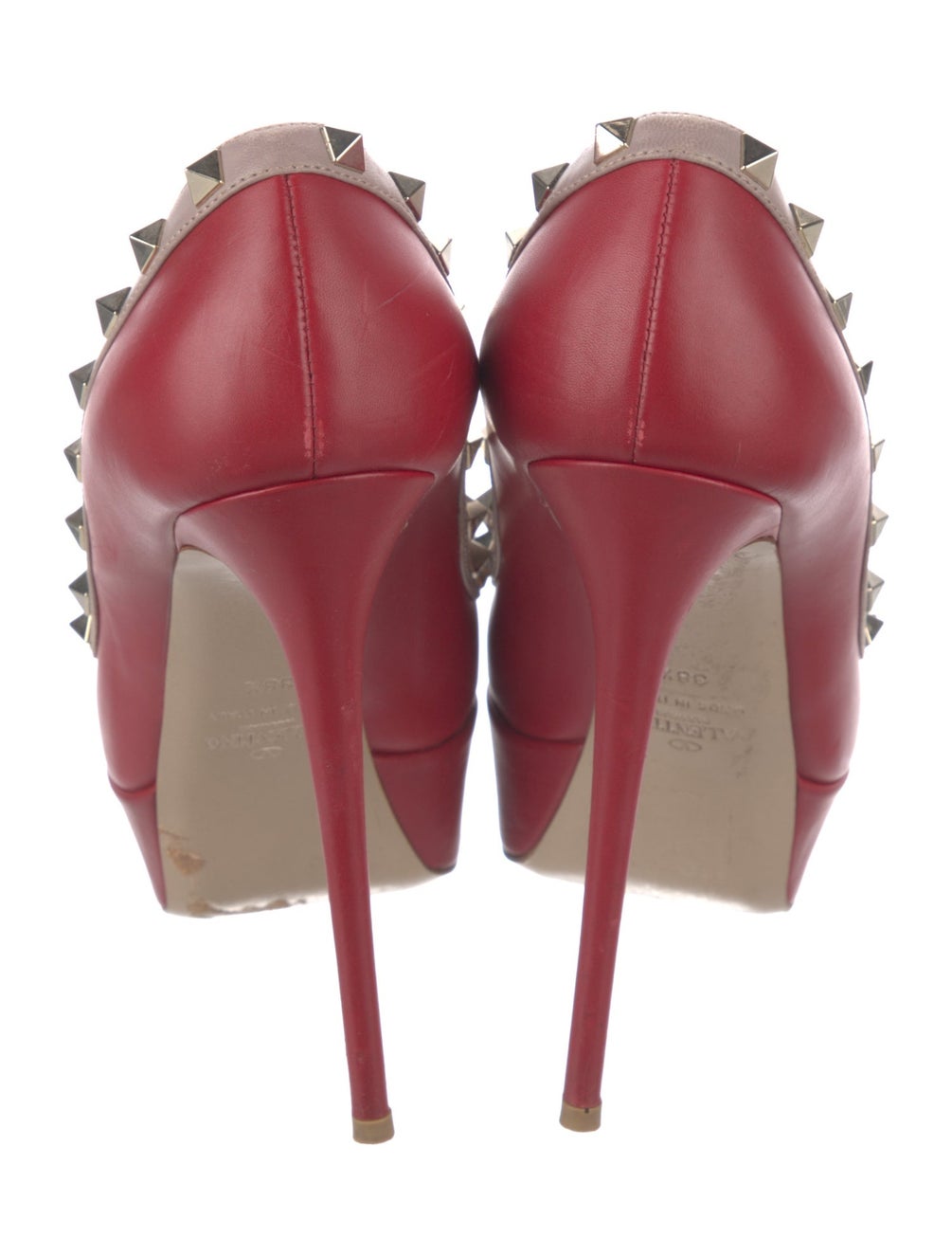Valentino Rockstud Accents Leather Pumps - Red Pumps, Shoes - VAL424399 ...