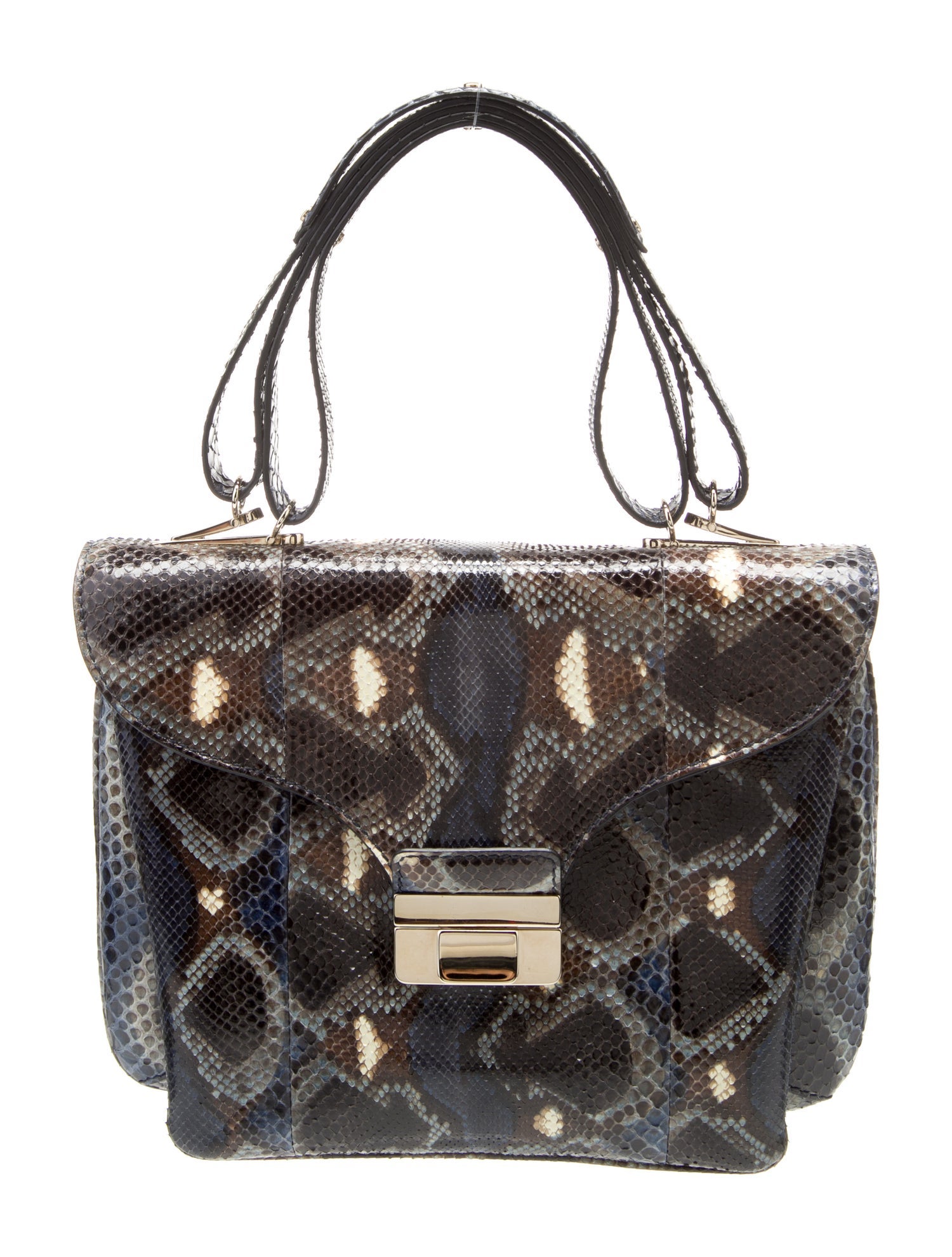 Valentino snakeskin leather handle bag - Blue Handle Bags, Handbags ...