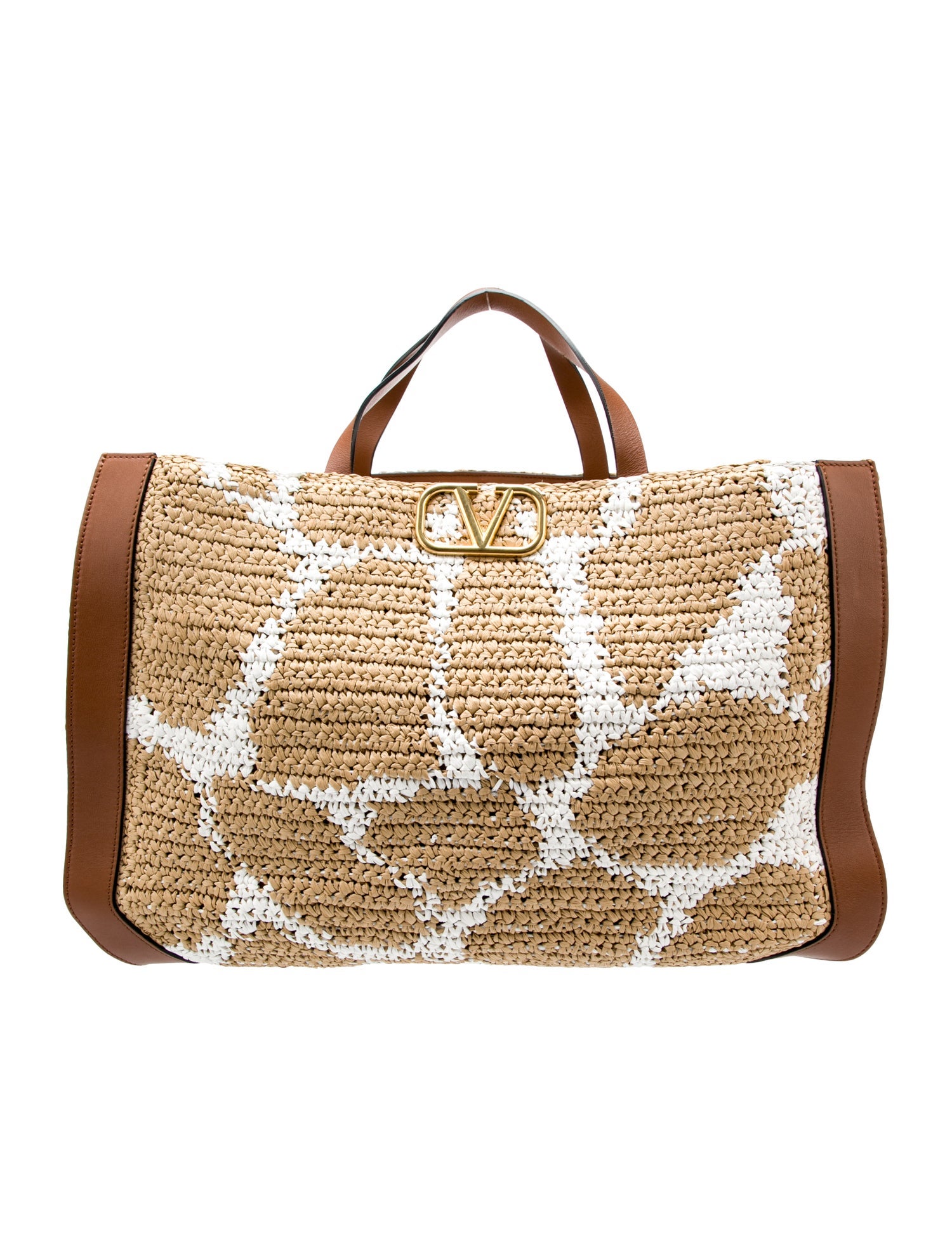 Valentino Raffia Vlogo Tote Bag w/Tags - Neutrals Totes, Handbags ...