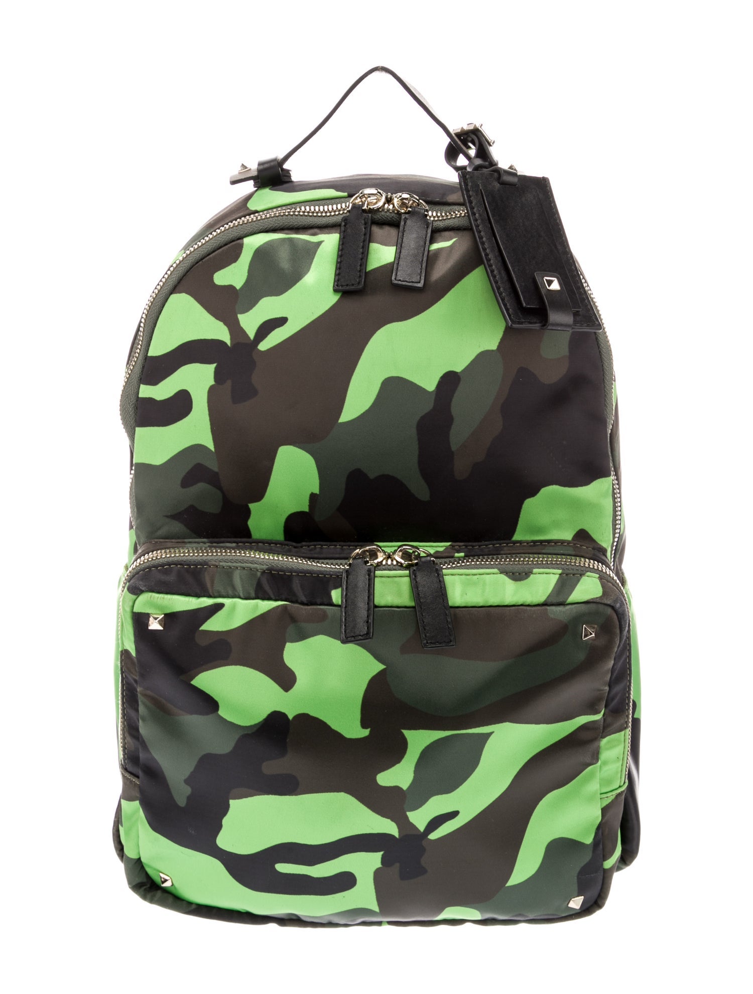 Valentino Rockstud Satin Camo Backpack - Green Backpacks, Bags ...