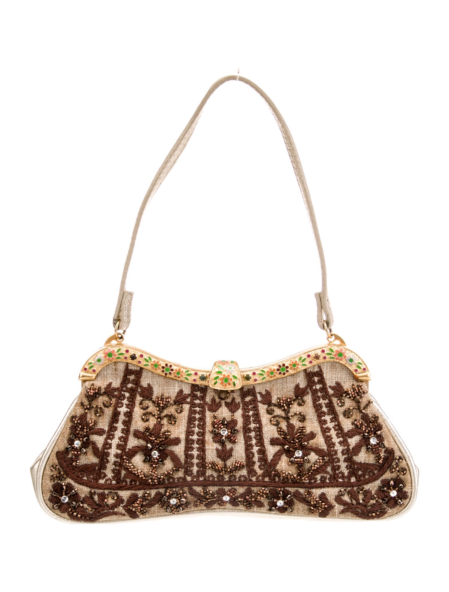 Valentino Beaded Embellished Handle Bag - Brown Handle Bags, Handbags ...