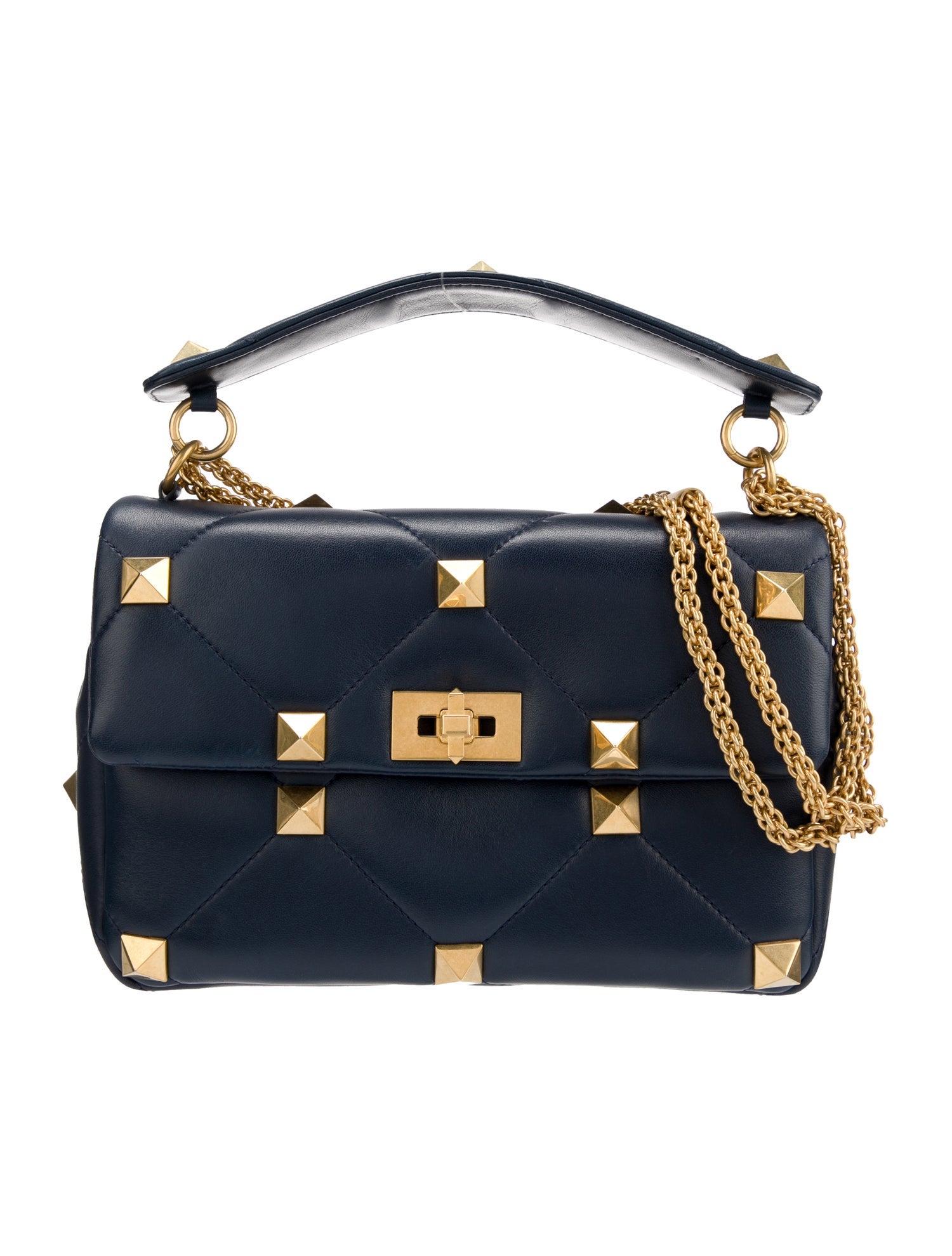 Valentino Large Roman Stud Shoulder Bag - Blue Handle Bags, Handbags ...