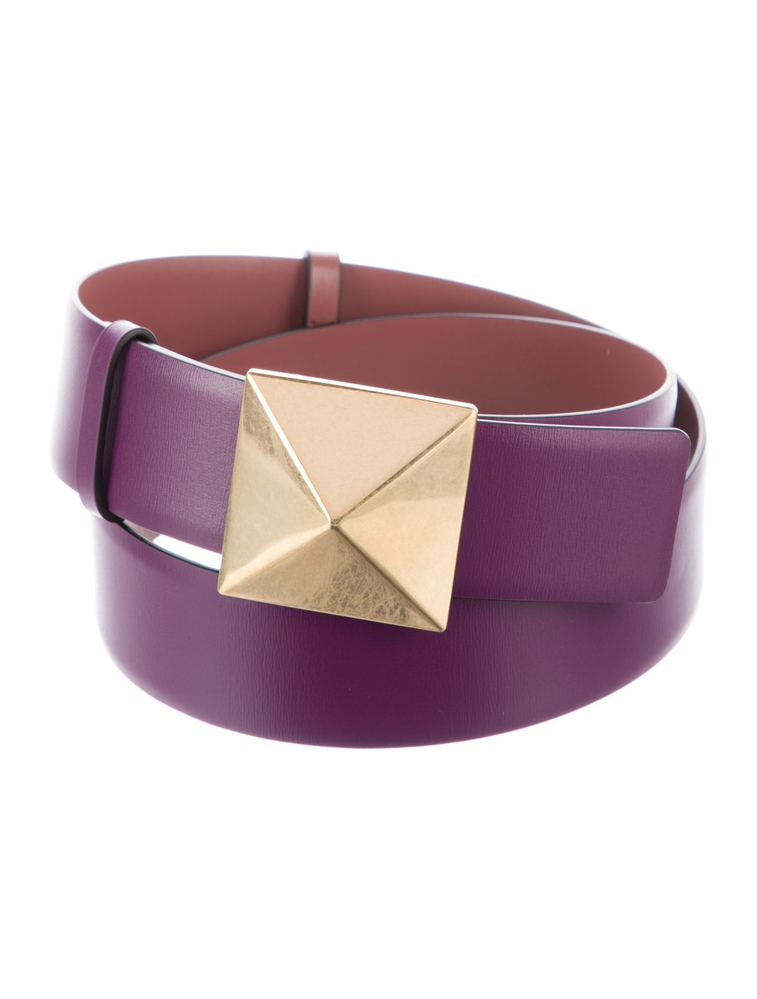 Valentino Rockstud Accents Leather Belt Kit - Purple Belts, Accessories ...
