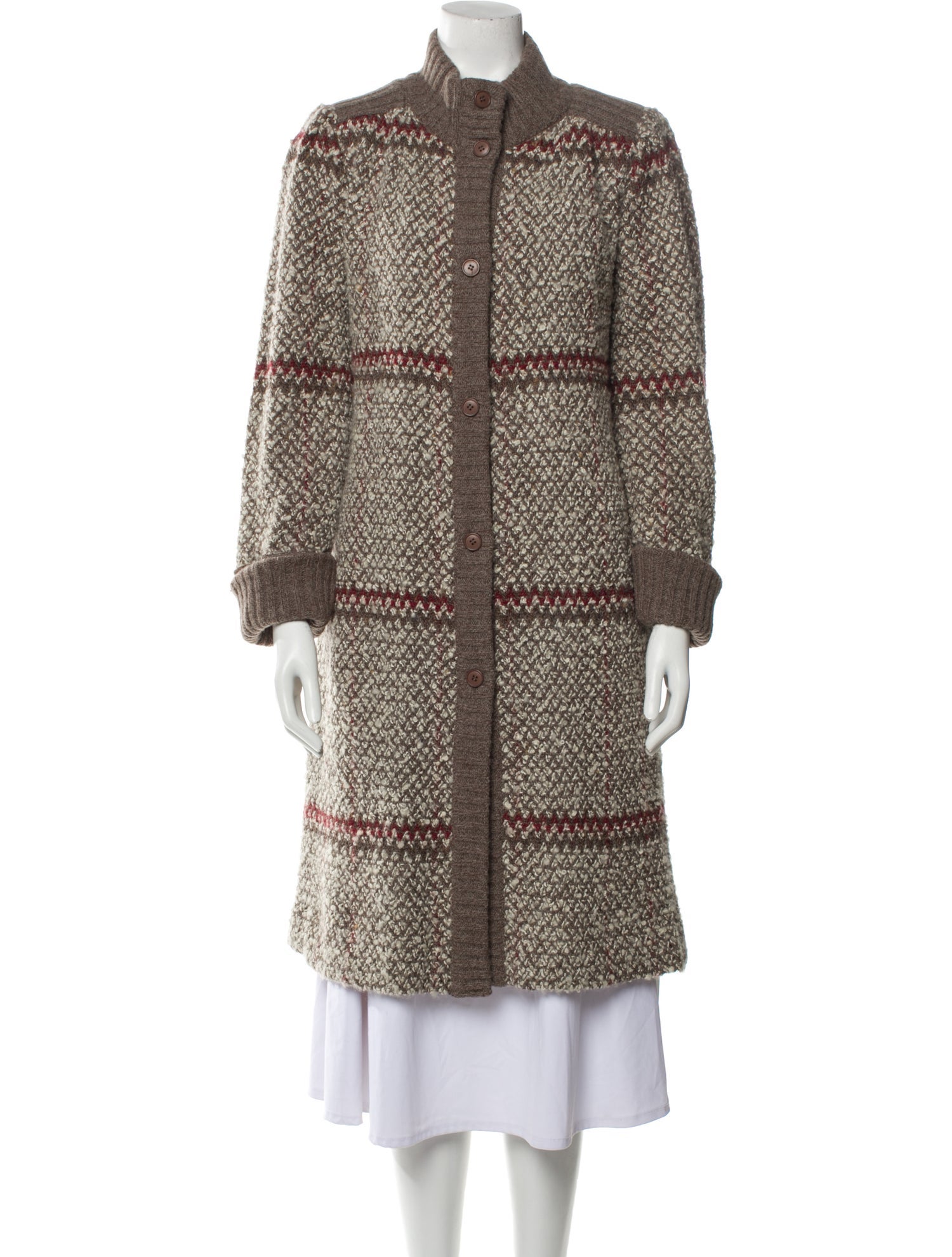 Valentino Tweed Pattern Coat - Neutrals Coats, Clothing - VAL432776 ...