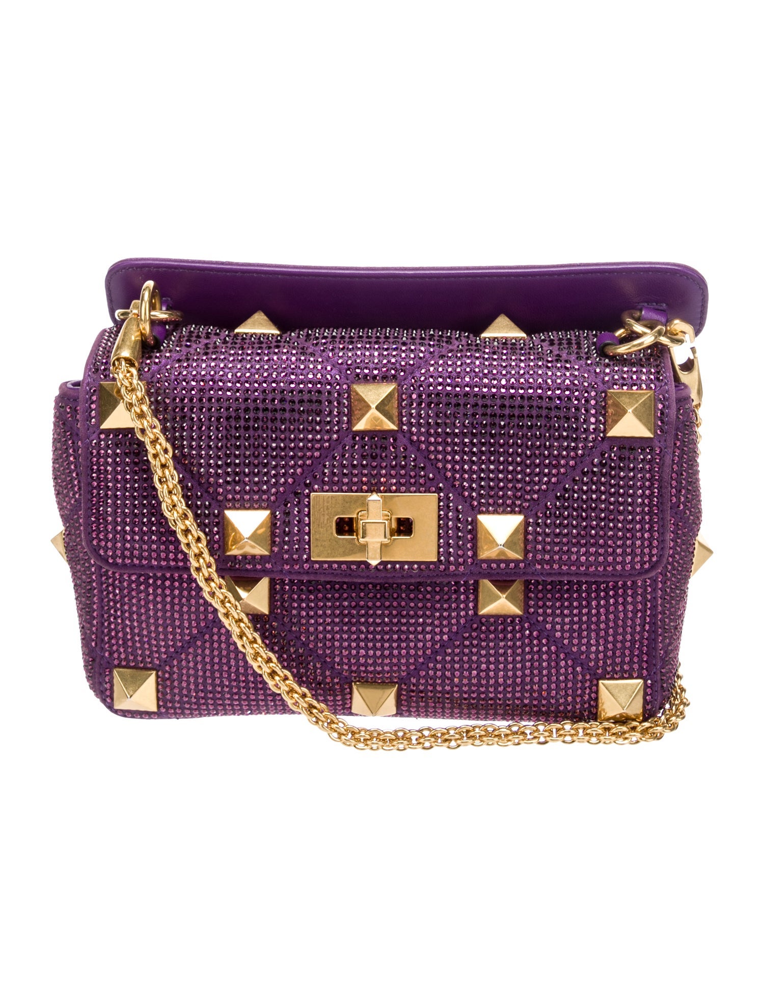 Valentino Rockstud Shoulder Bag - Purple Shoulder Bags, Handbags ...