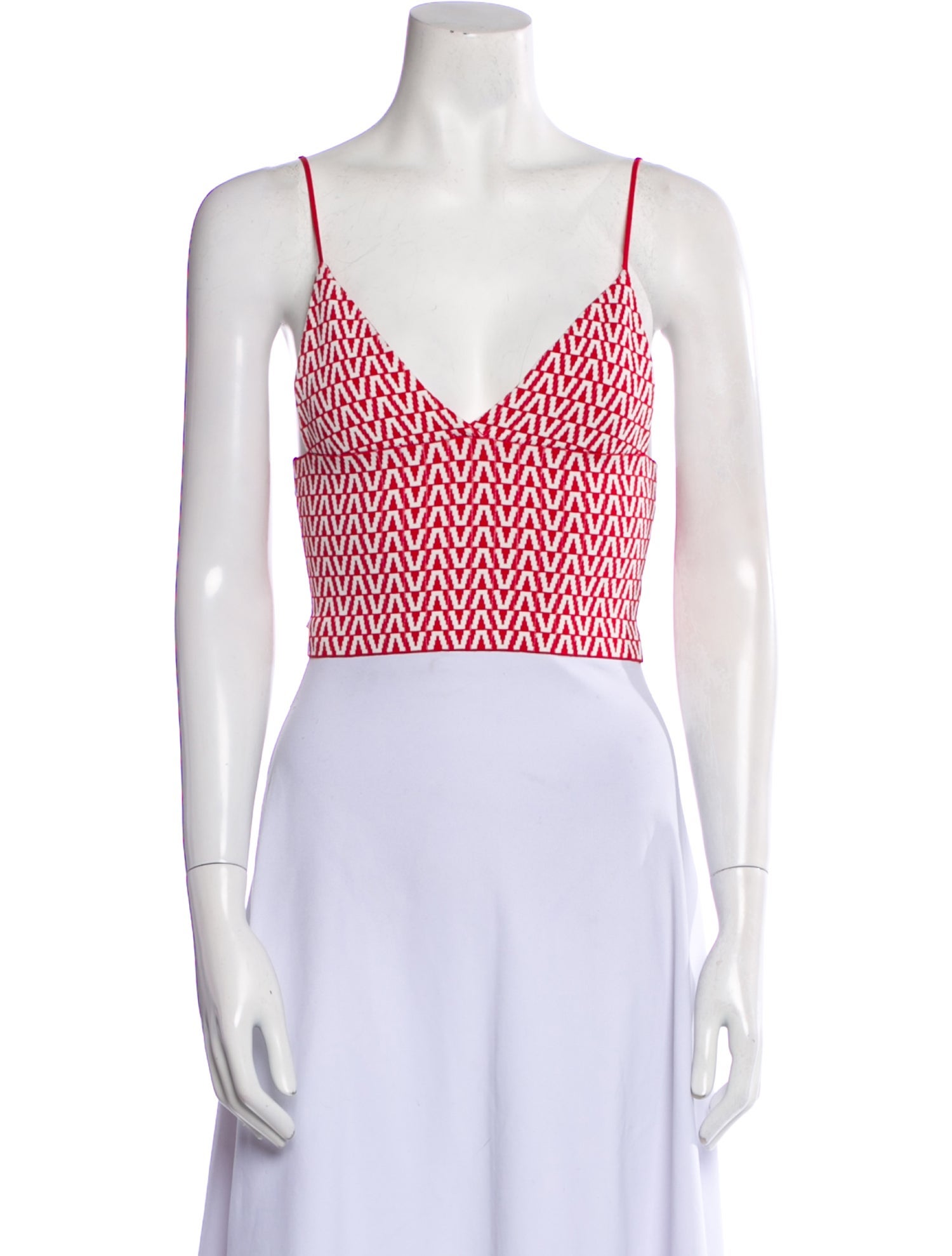 Valentino Printed V-Neck Crop Top - Red Tops, Clothing - VAL440299 ...