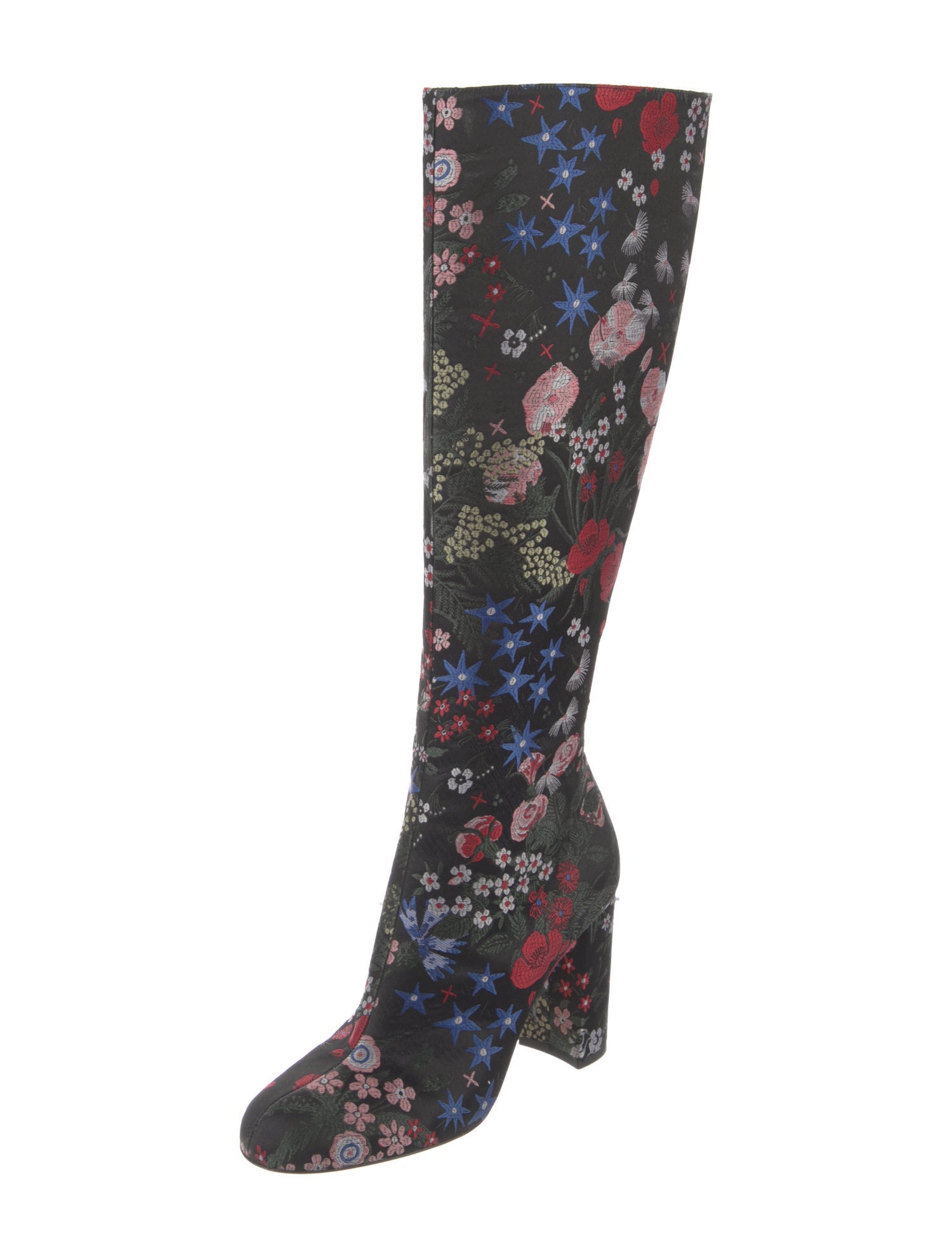 Christian Louboutin Satin Printed Boots - Black Boots, Shoes ...